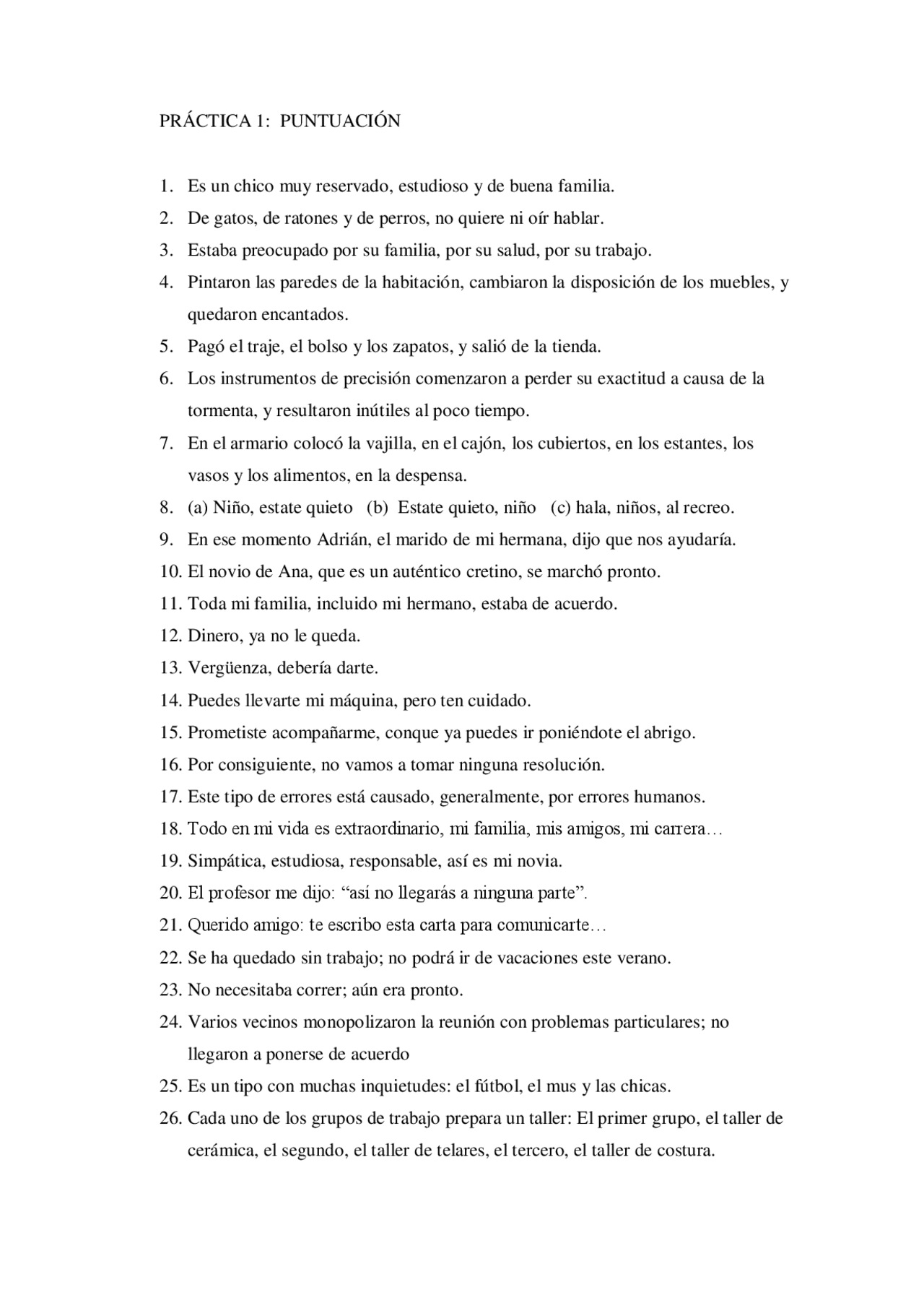 Práctica 1 resuelta - Ejercicios de Idioma Español - Docsity