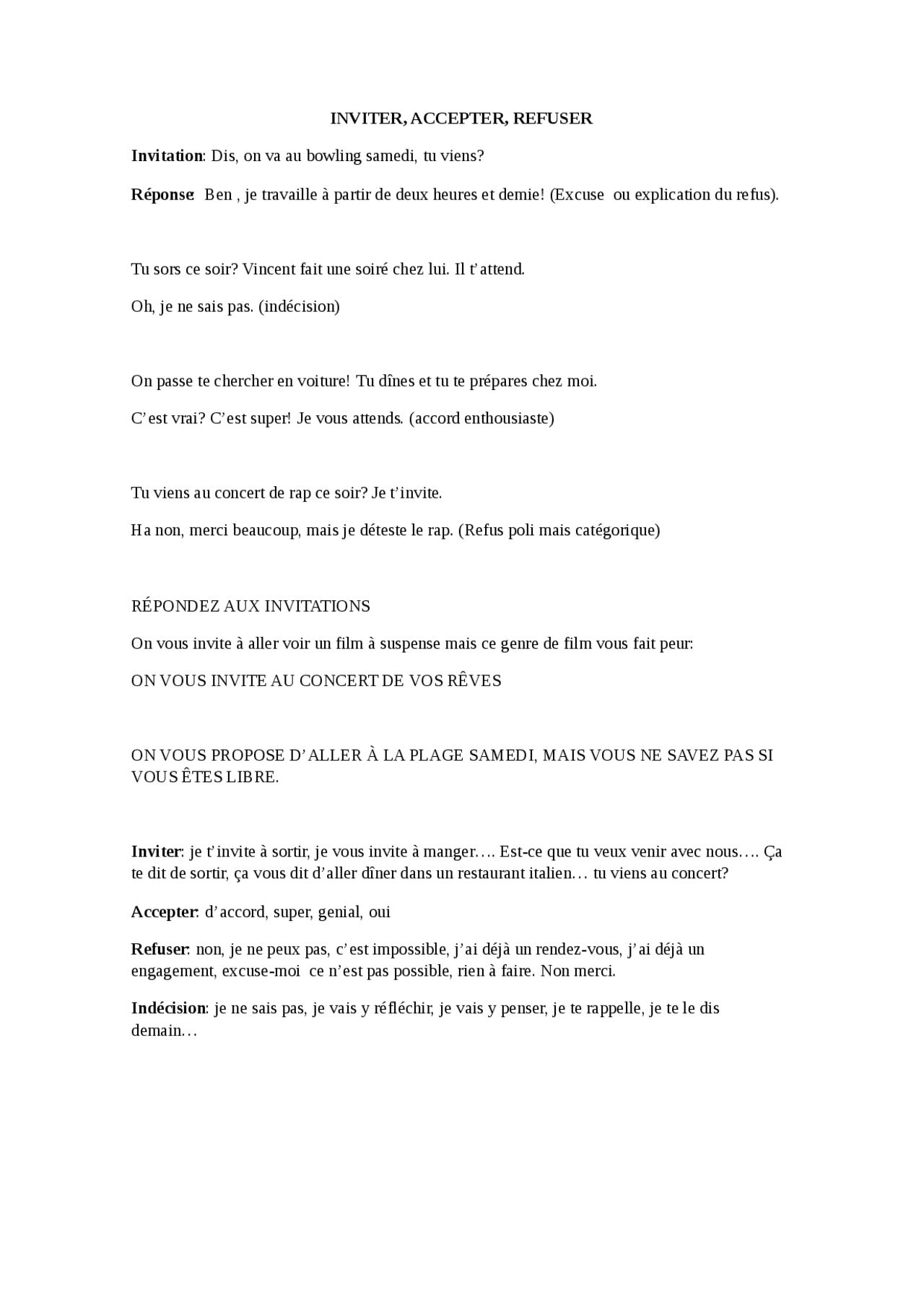 Frances inviter - Apuntes de Traducción - Docsity