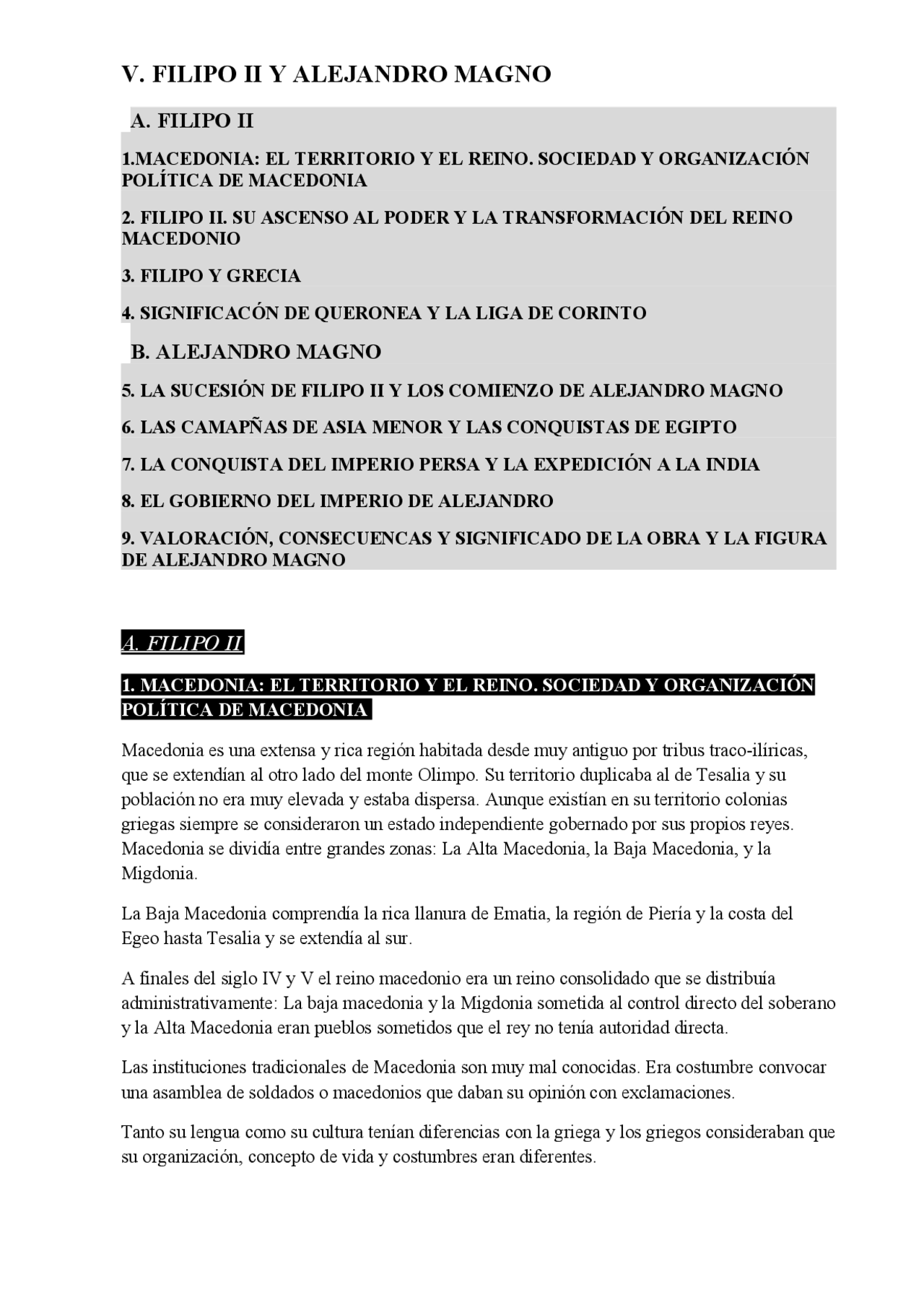 V. FILIPO II Y ALEJANDRO MAGNO A. FILIPO II B. ALEJANDRO MAG - Apuntes ...
