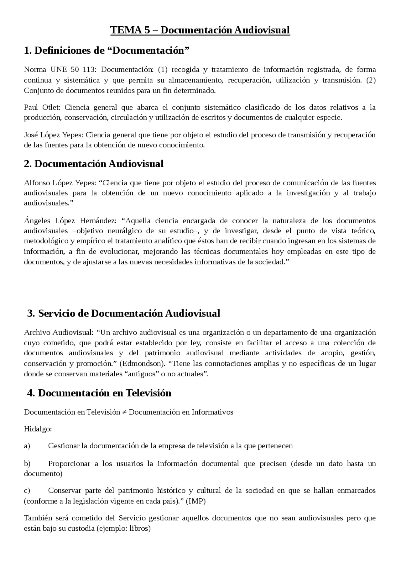 TEMA 5 – Documentación Audiovisual1. Definiciones de “Documentaci ...