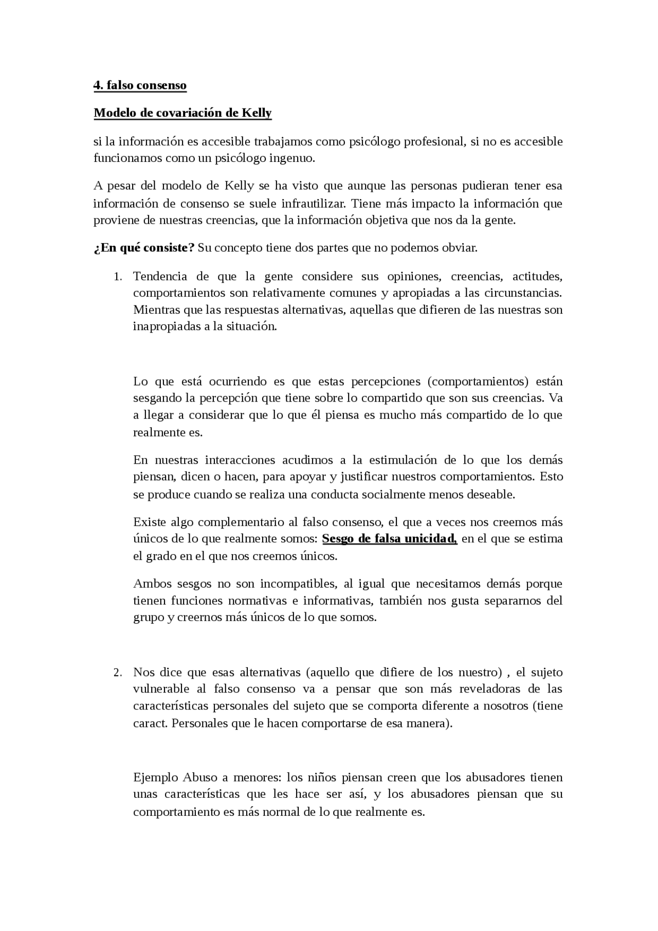 Falso consenso - Apuntes de Psicología Social - Docsity