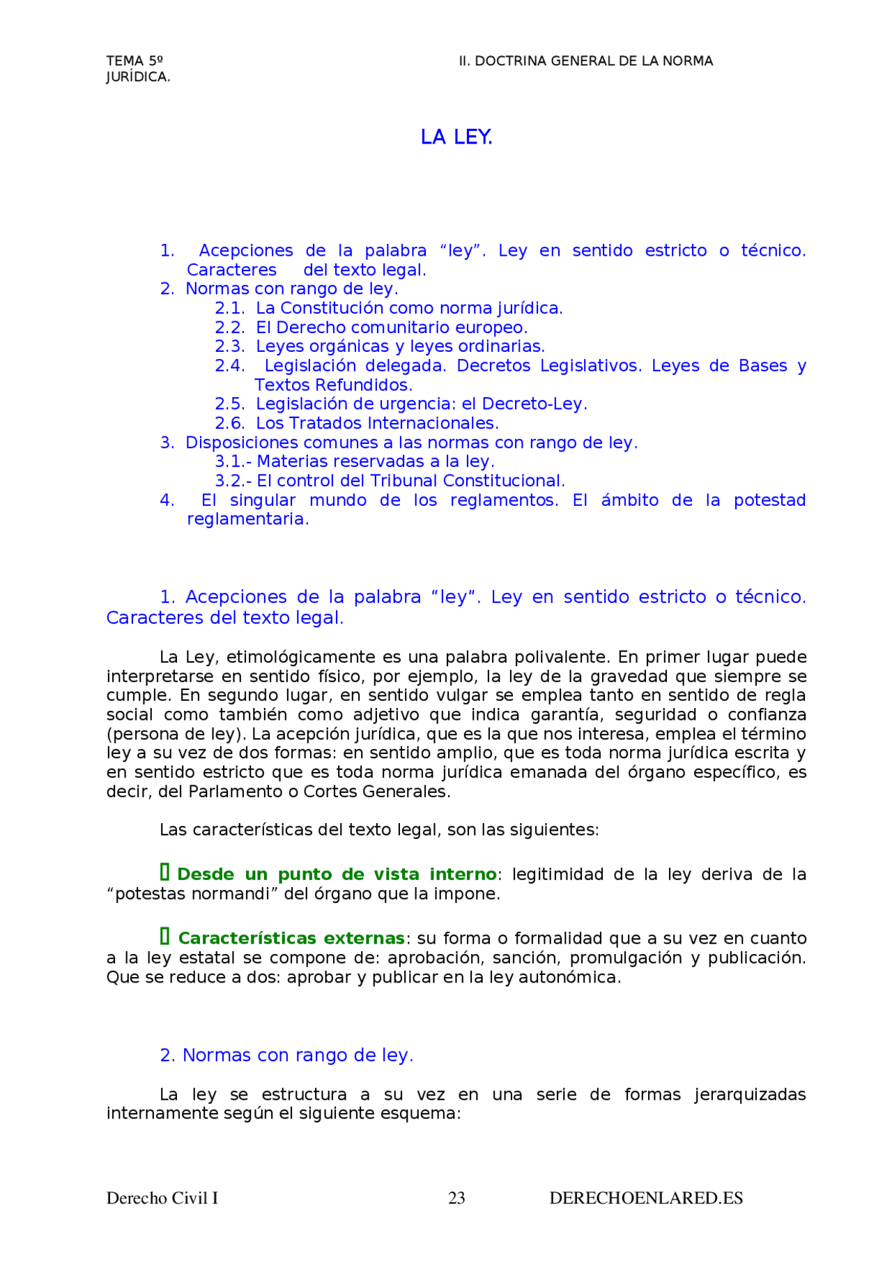 LA LEY 1. Acepciones de la palabra “ley”. Ley en sentido - Apuntes de ...