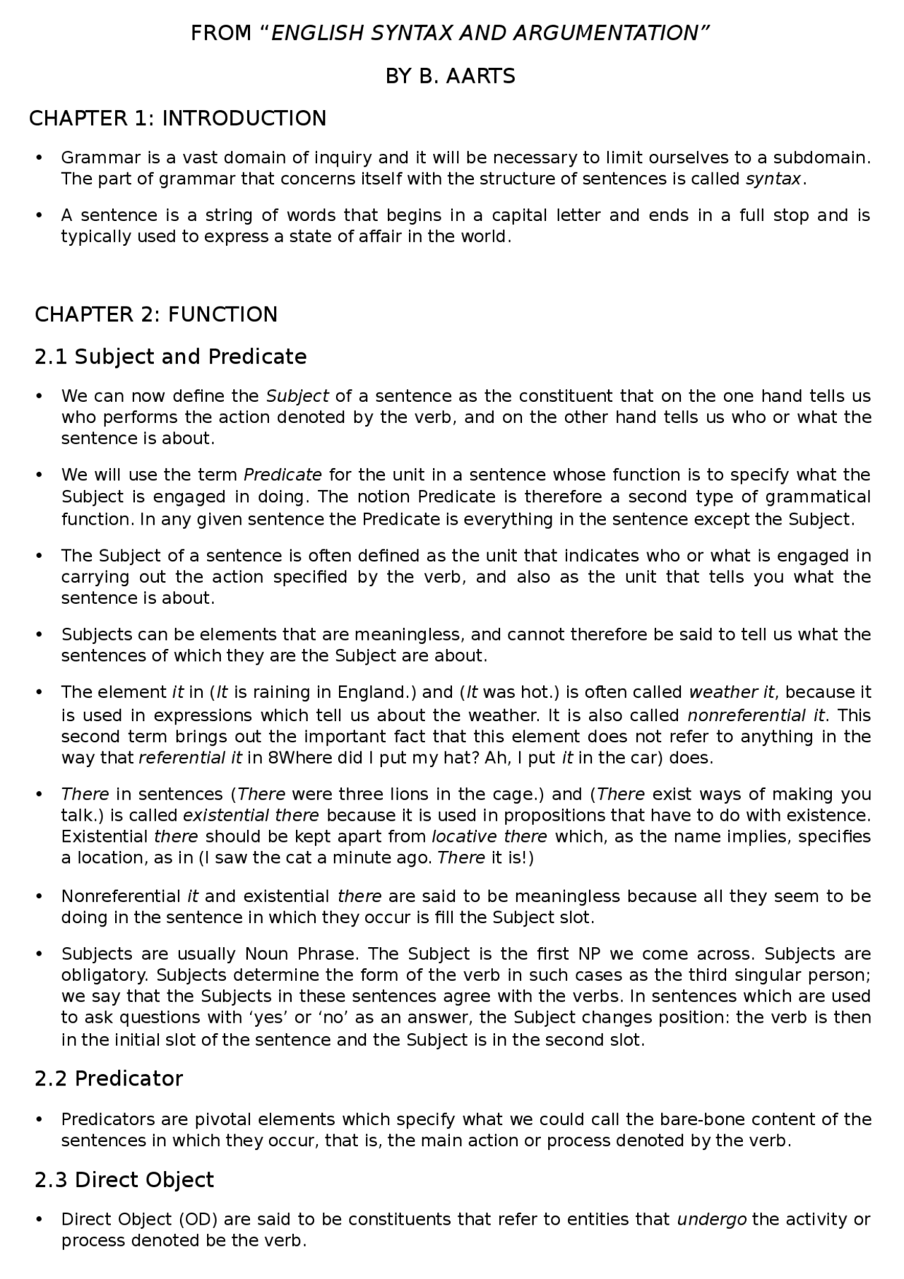 Parts of ENGLISH SYNTAX AND ARGUMENTATION by B. AARTS - Apuntes de ...