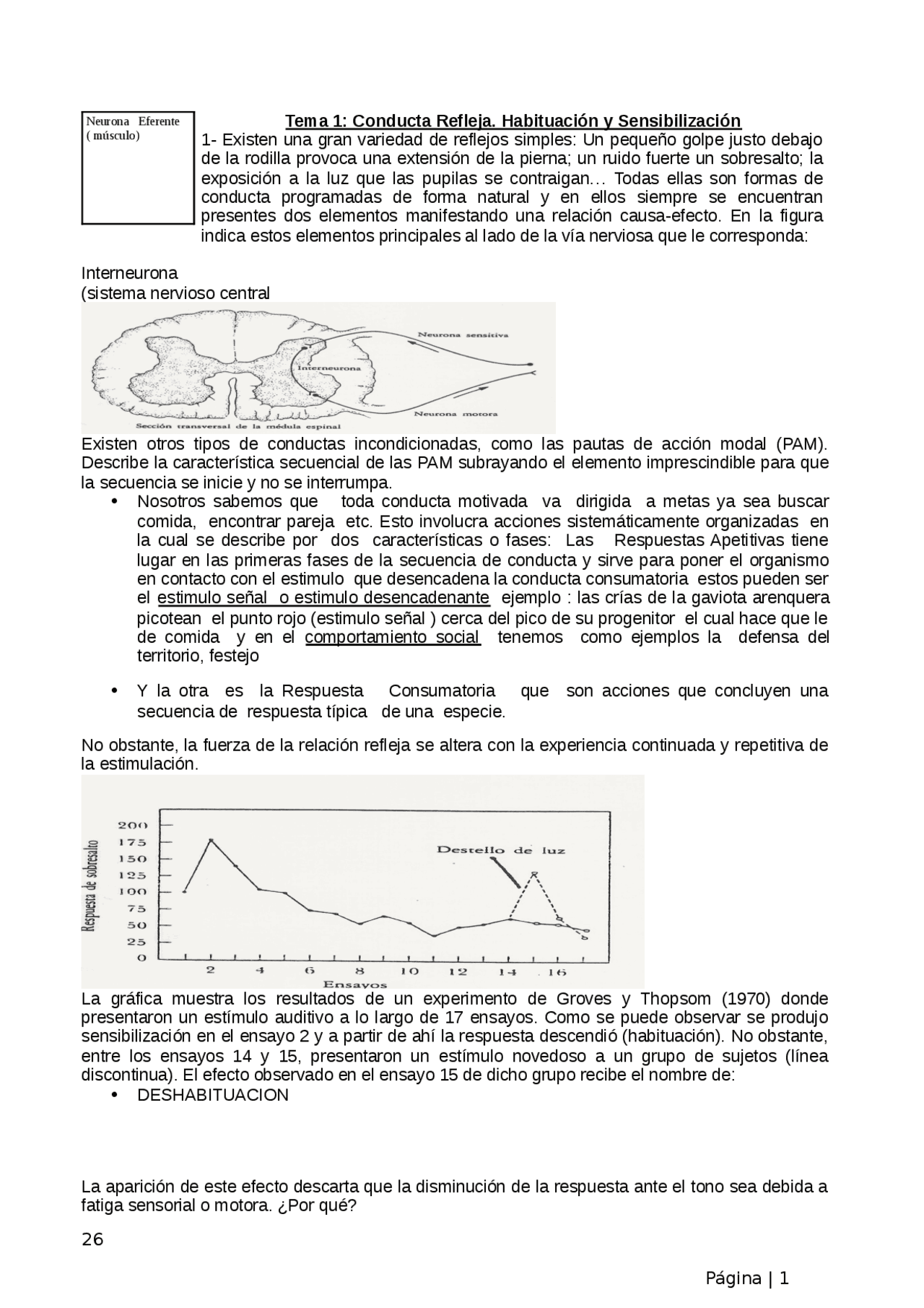 Conducta refleja: habituación y sensibilización - Apuntes de Psicología ...
