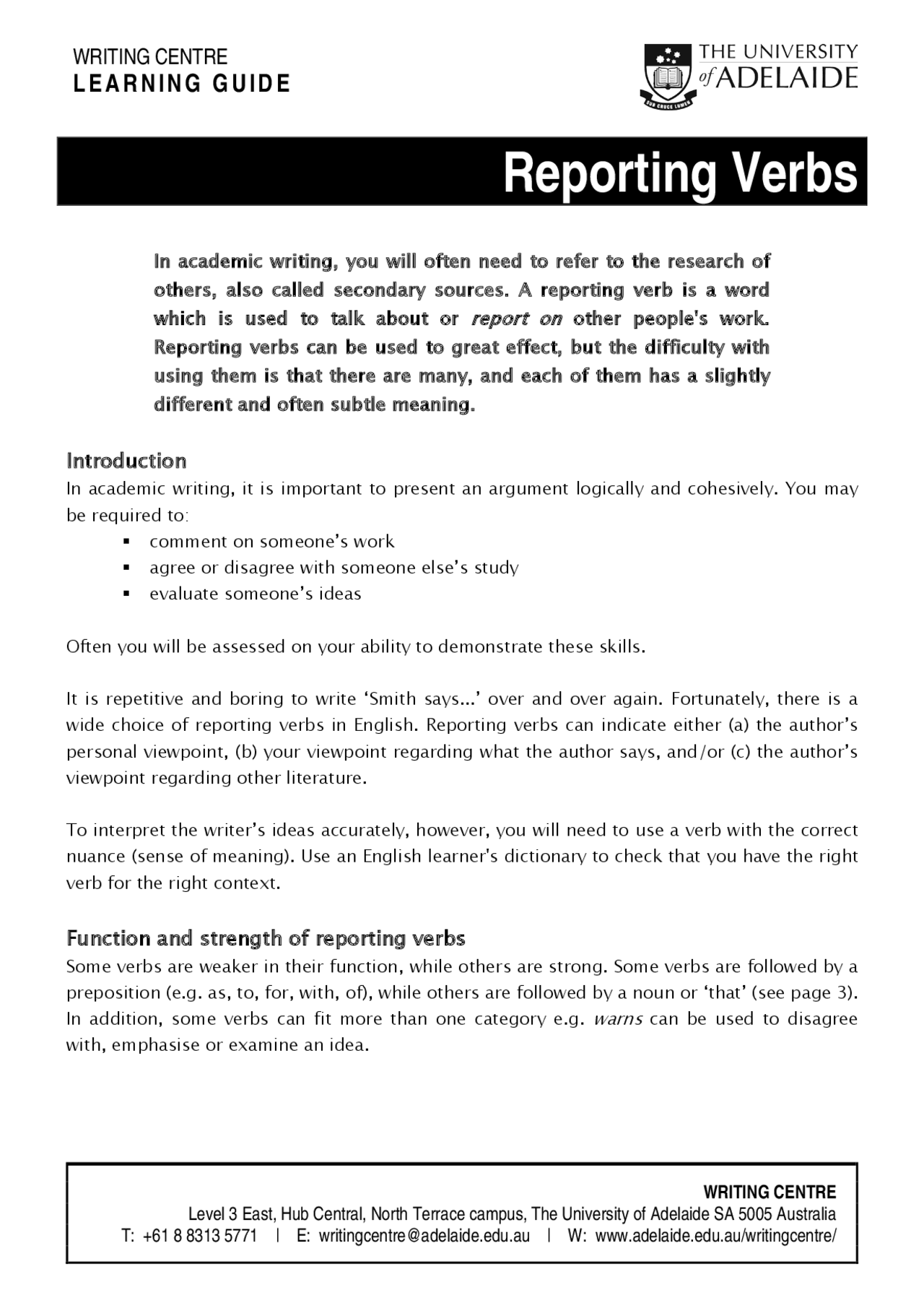 Reporting verbs - Apuntes de Idioma Inglés - Docsity