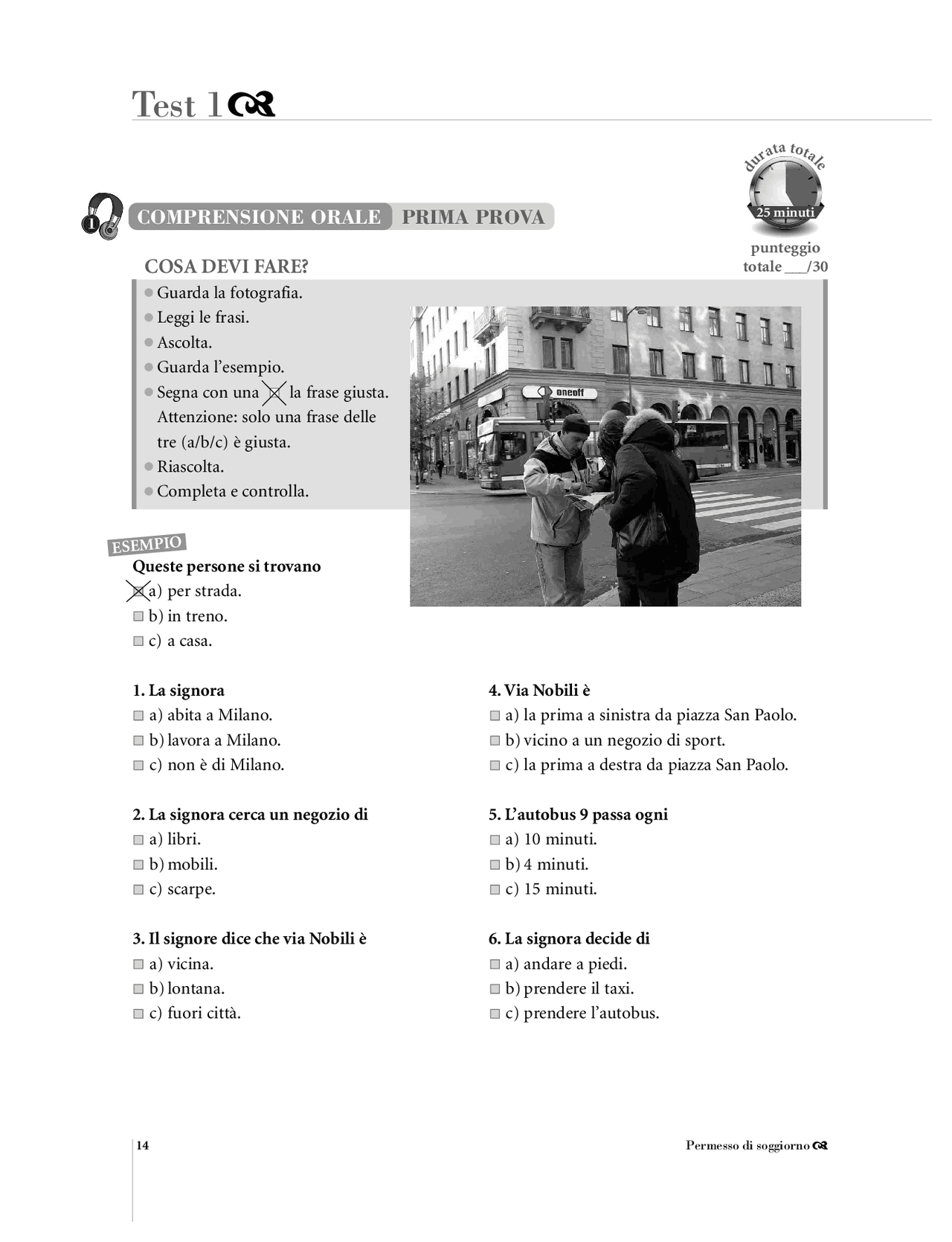 Italiano test 1 a1 - Exámenes de Idioma Italiano - Docsity