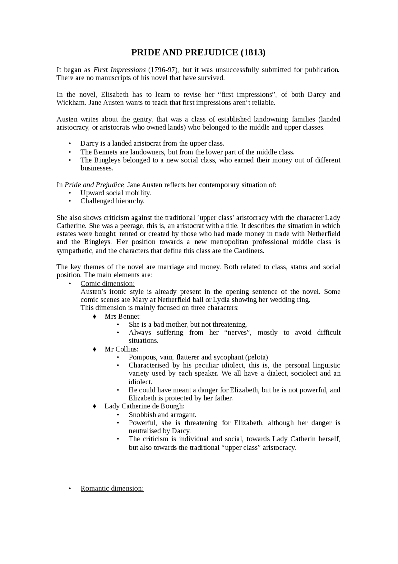Introduction to Jane Austen's "Pride and Prejudice". - Apuntes de ...