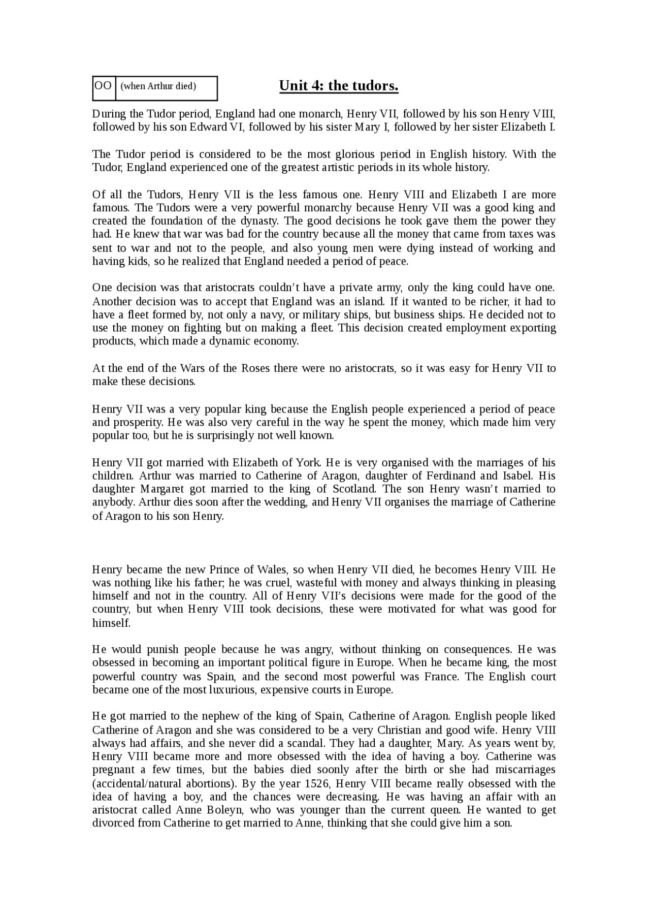 Unit 4: The Tudors. - Apuntes de Cultura Inglesa - Docsity