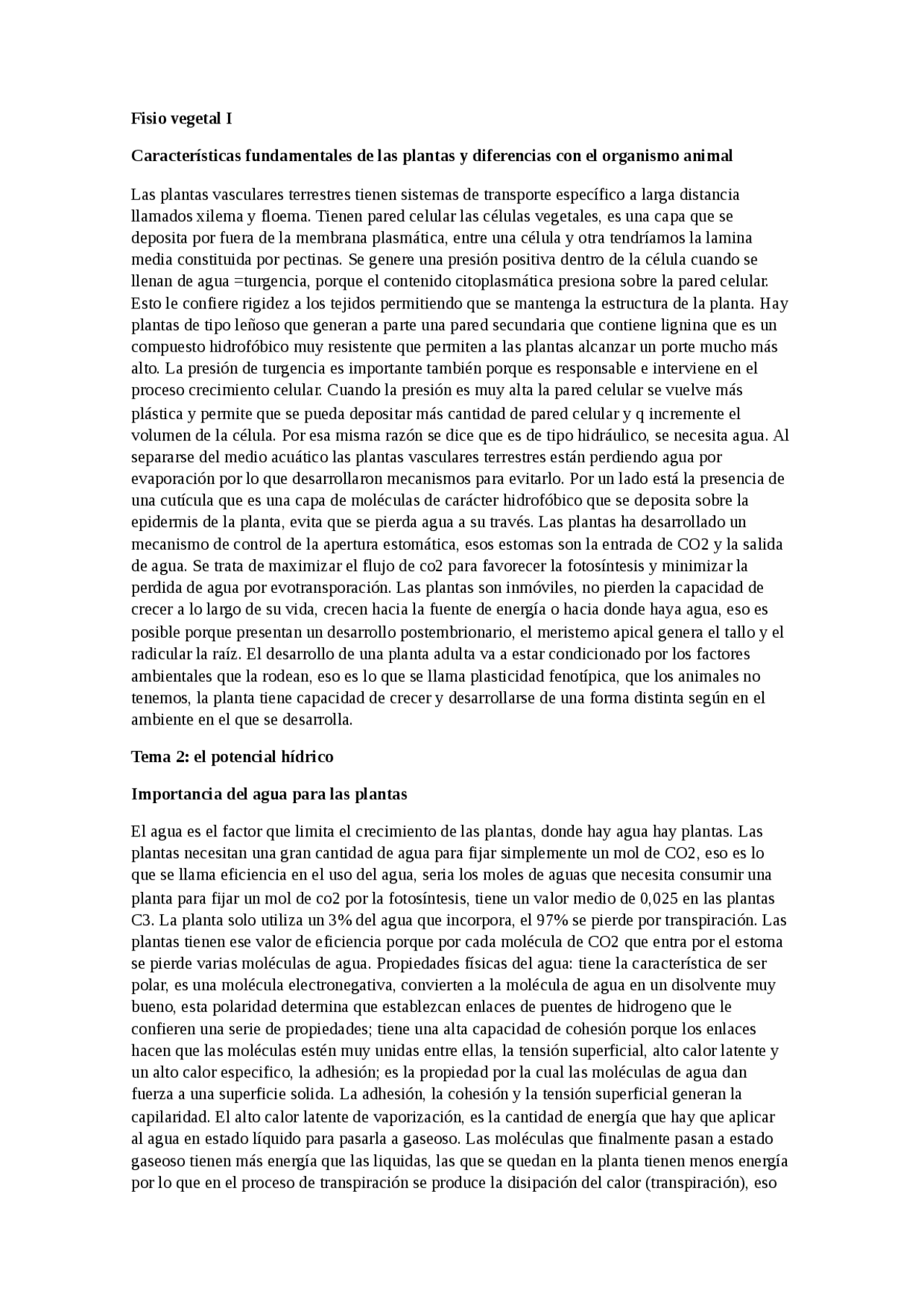 Fisio vegetal - Apuntes de Fisiología de las Plantas | Docsity