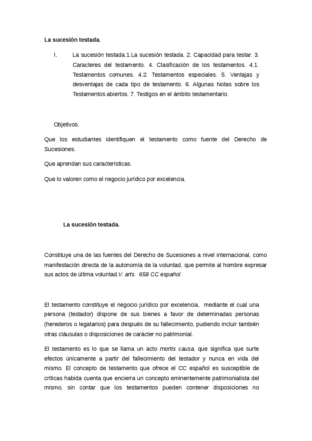 La sucesión testada I La sucesión testada.1.La sucesión testada. 2 ...