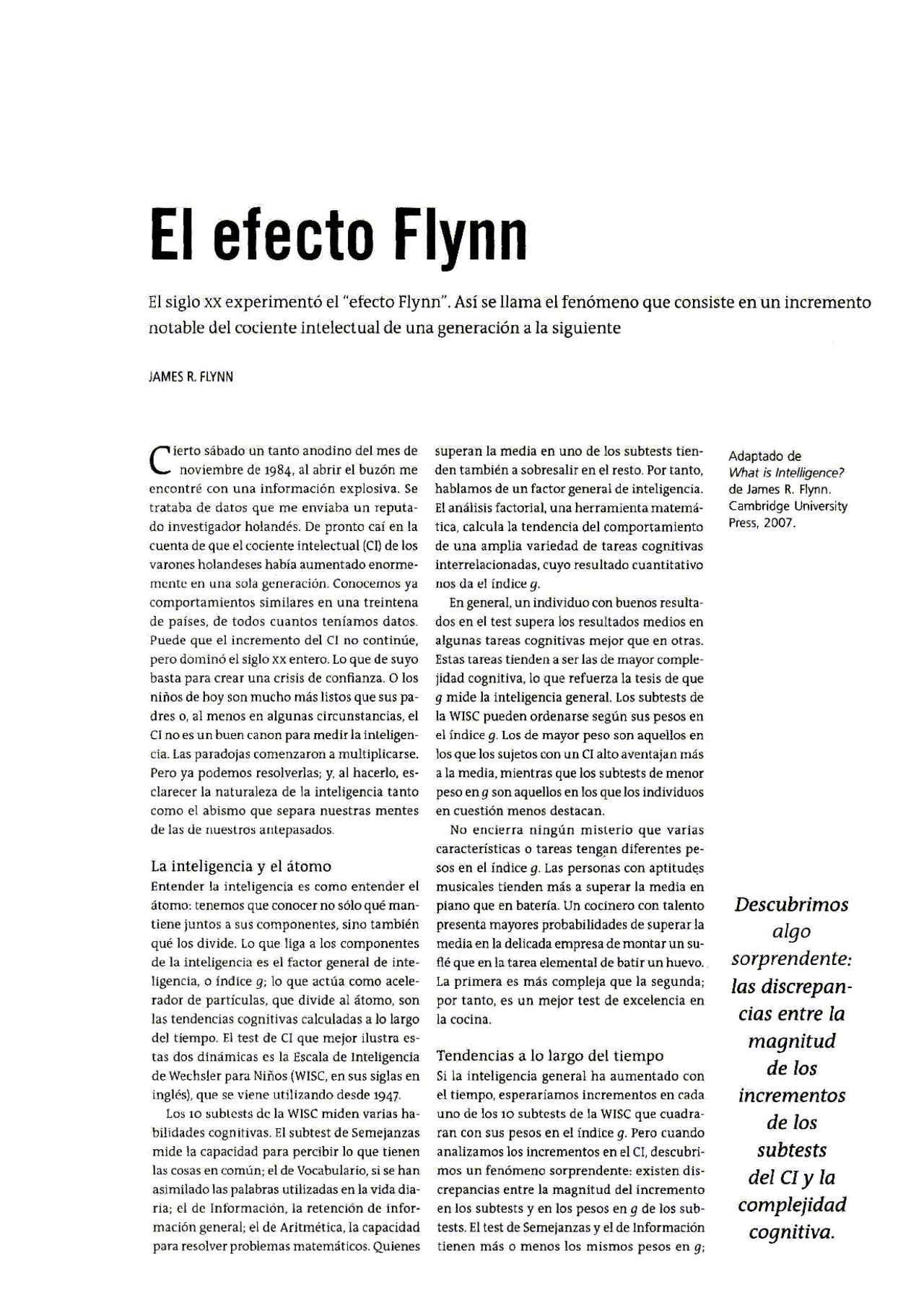 El efecto Flynn - Apuntes de Psicología - Docsity