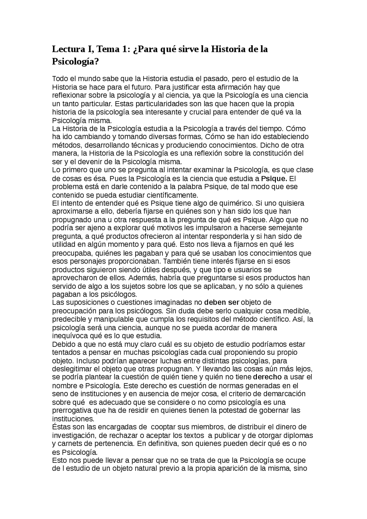 Lectura tema 1 historia - Apuntes de Historia - Docsity