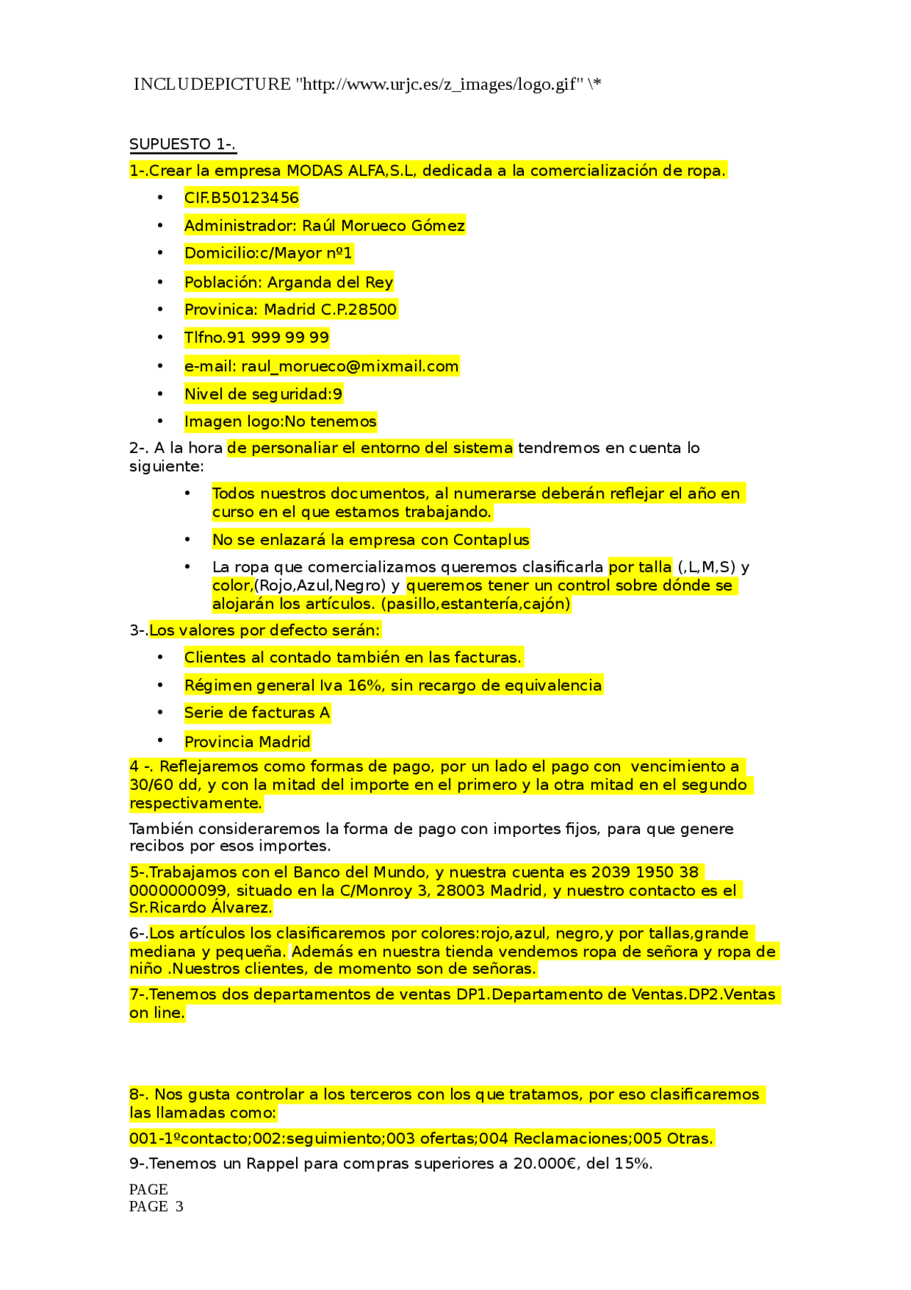 Ejercicio informatica - Ejercicios de Administración de Empresas - Docsity