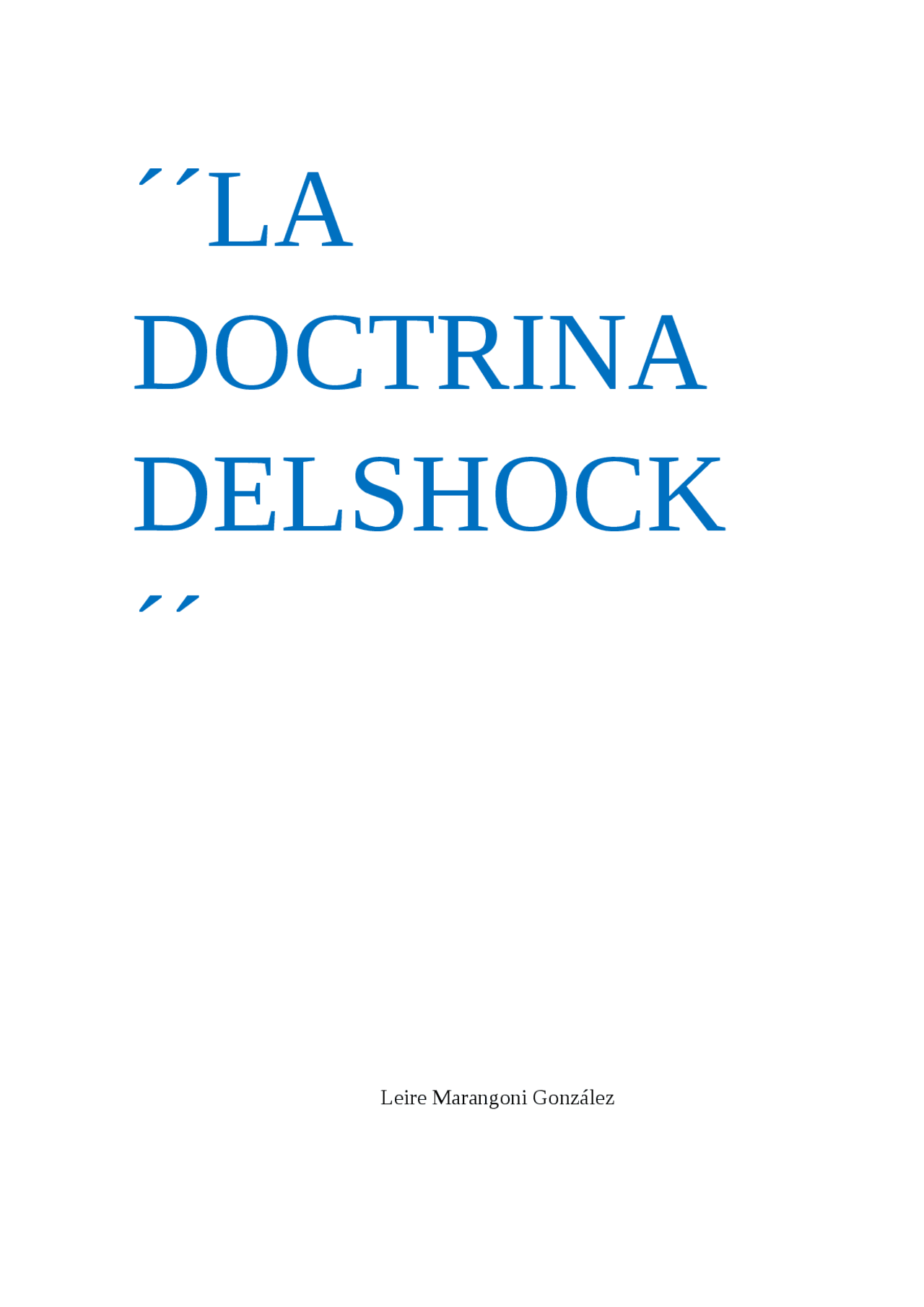 Doctrina del shock - Apuntes de Ciencia Política - Docsity