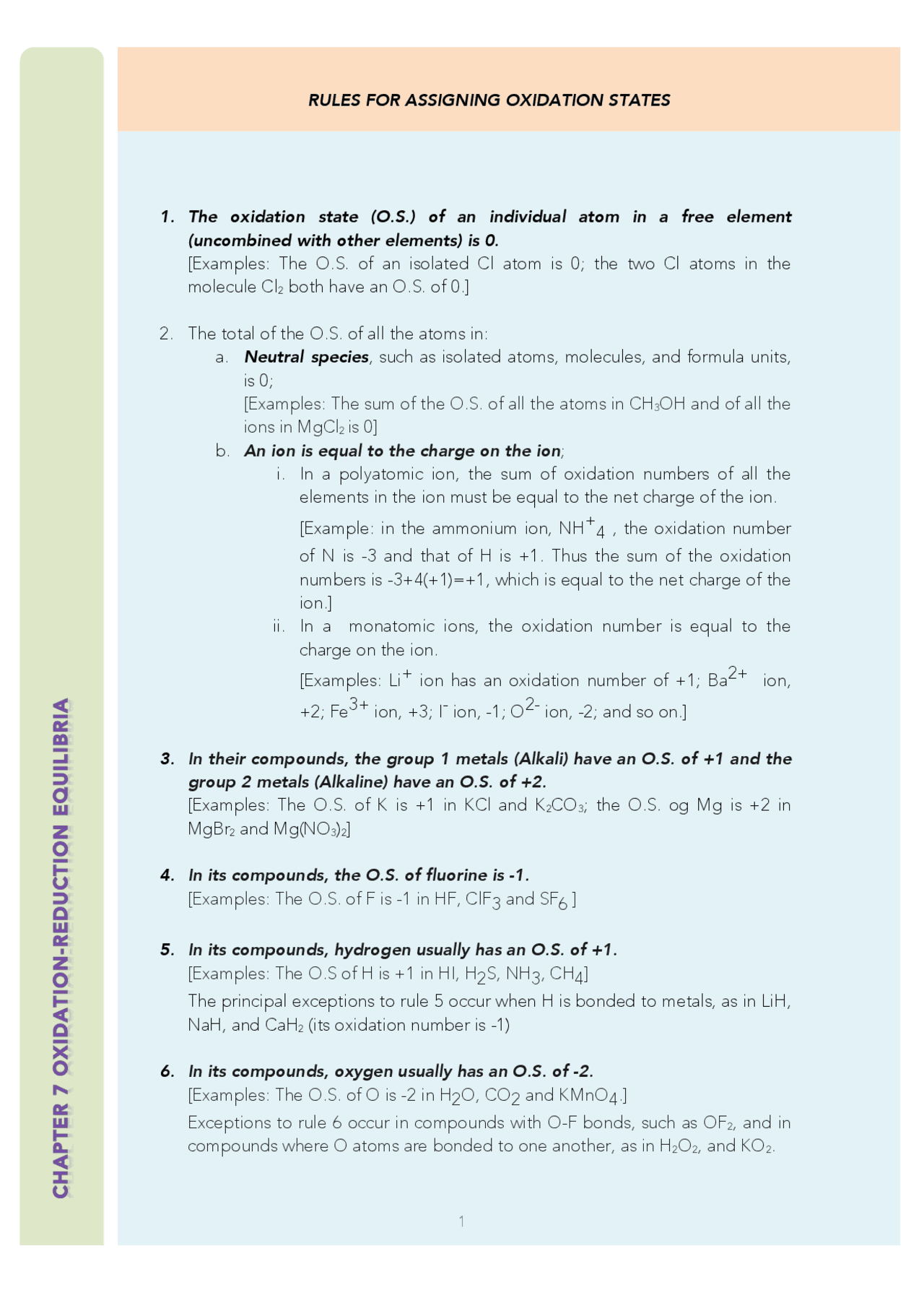 Oxidation state and problems - Ejercicios de Biotecnología - Docsity