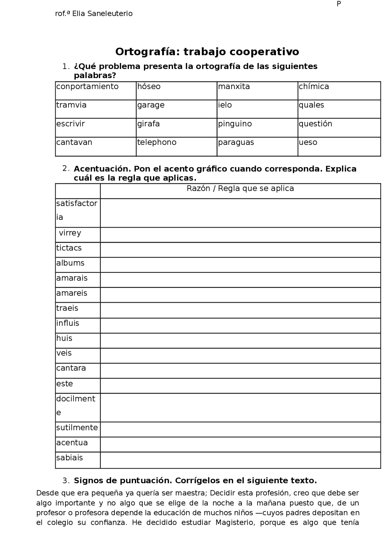 Corrección de ortografía: Errores en la escritura de palabras y signos ...