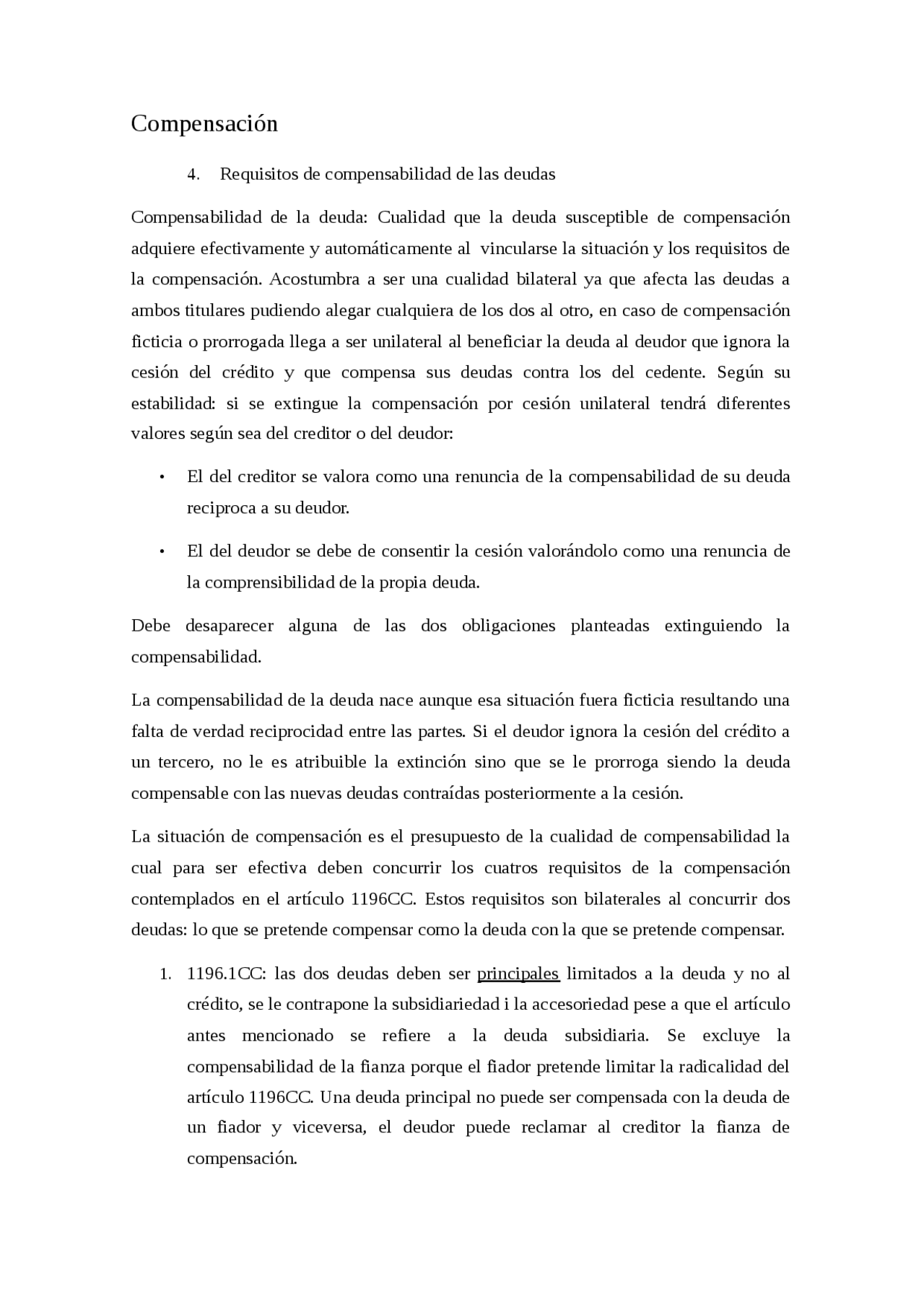Compensación - Civil II - Apuntes de Derecho Civil - Docsity