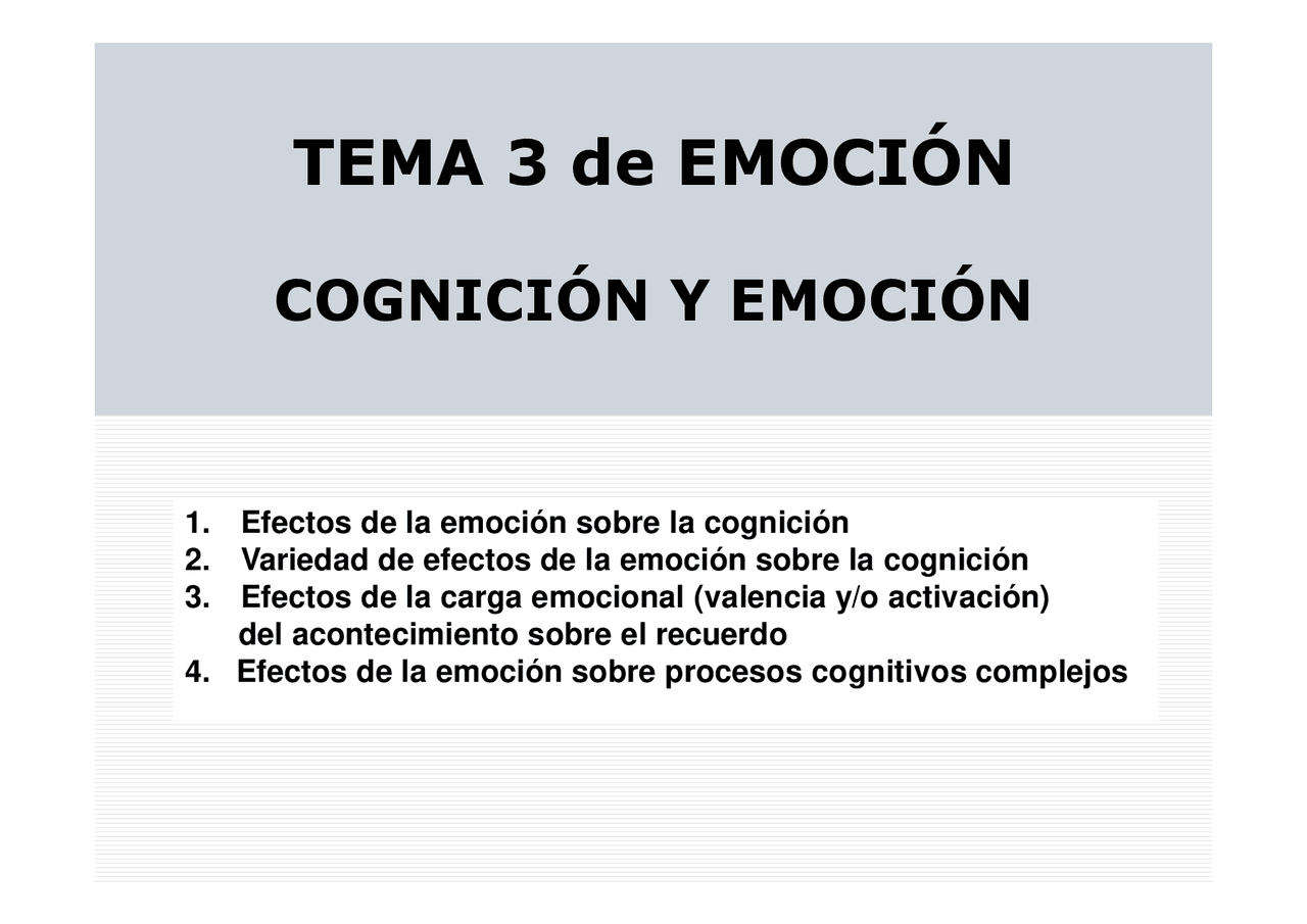 Cognición Y Emoción Apuntes De Psicología Docsity