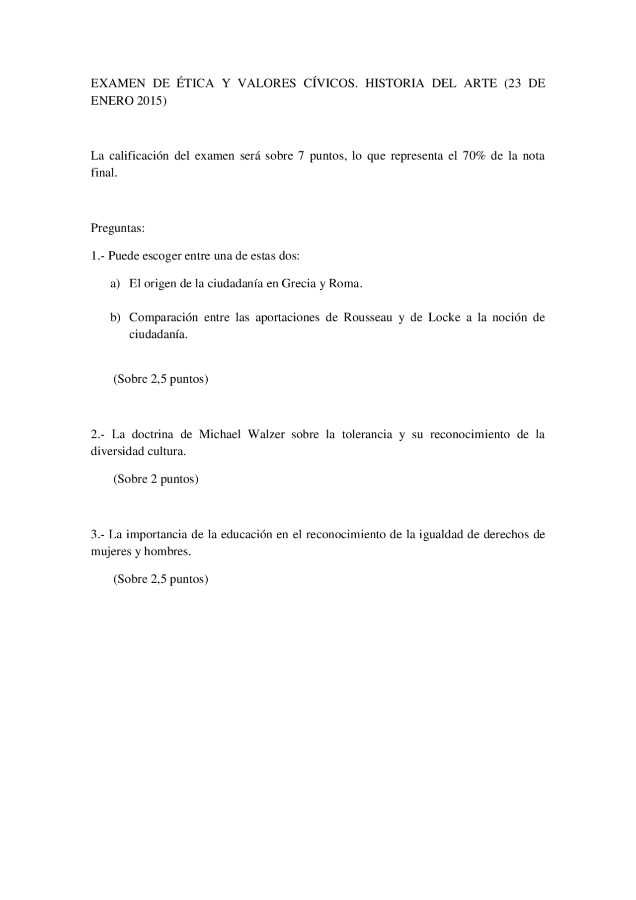 Historia del Arte 01 2015 - Exámenes de Historia del Arte - Docsity