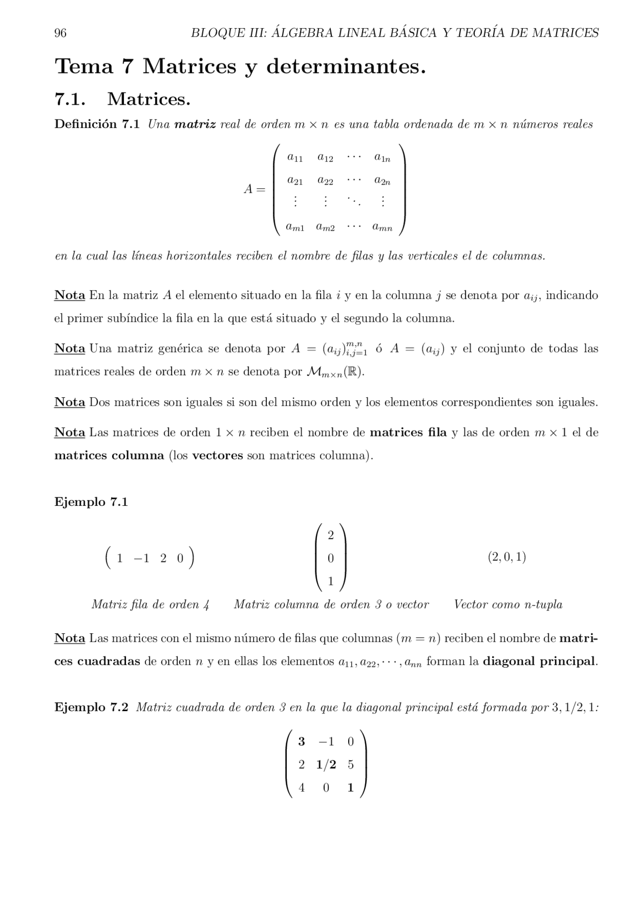Teoría Matrices - Apuntes de Matemáticas - Docsity