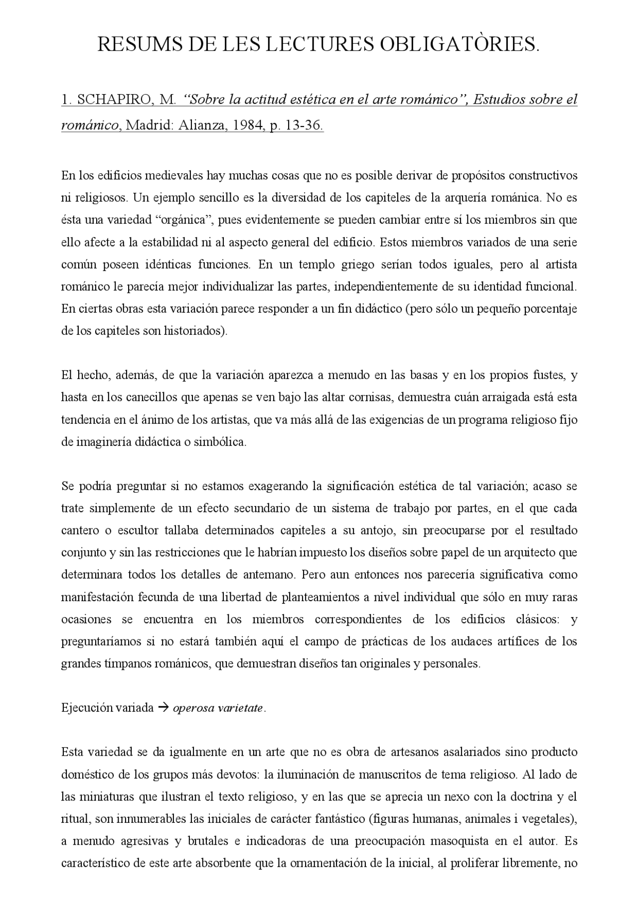 Resums lectures vicens - Resúmenes de Historia del Arte - Docsity