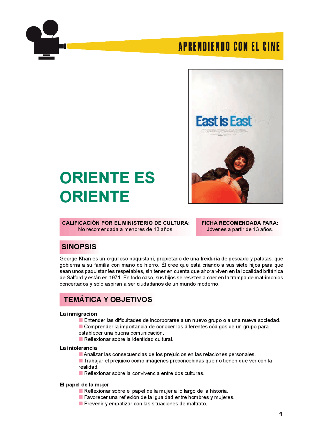 Oriente es Oriente. Pelicula - Apuntes de Sociología Política | Docsity