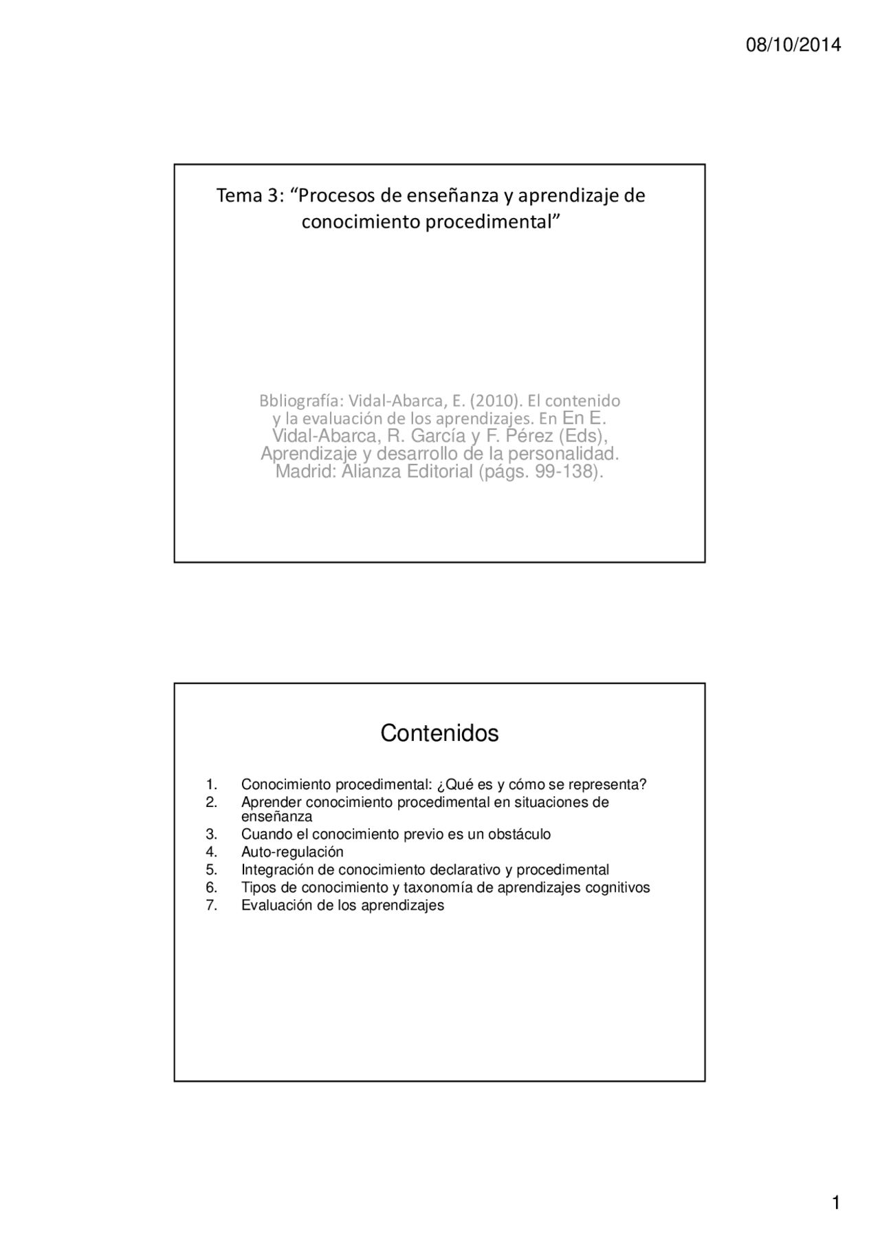 Conocimiento procedimental - Apuntes de Psicología Educacional - Docsity