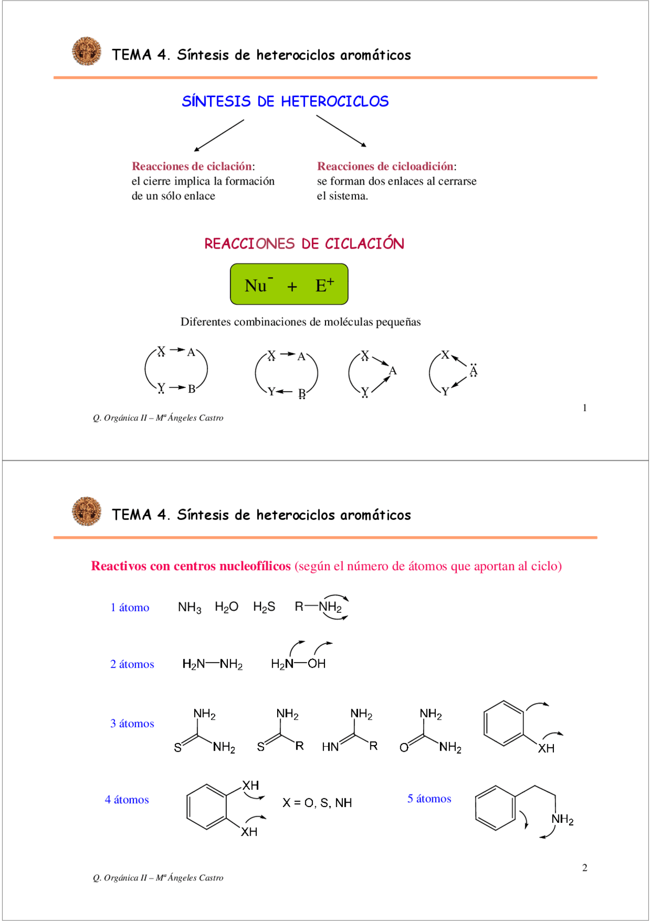 Sintesis heterociclos - Apuntes de Química Orgánica - Docsity