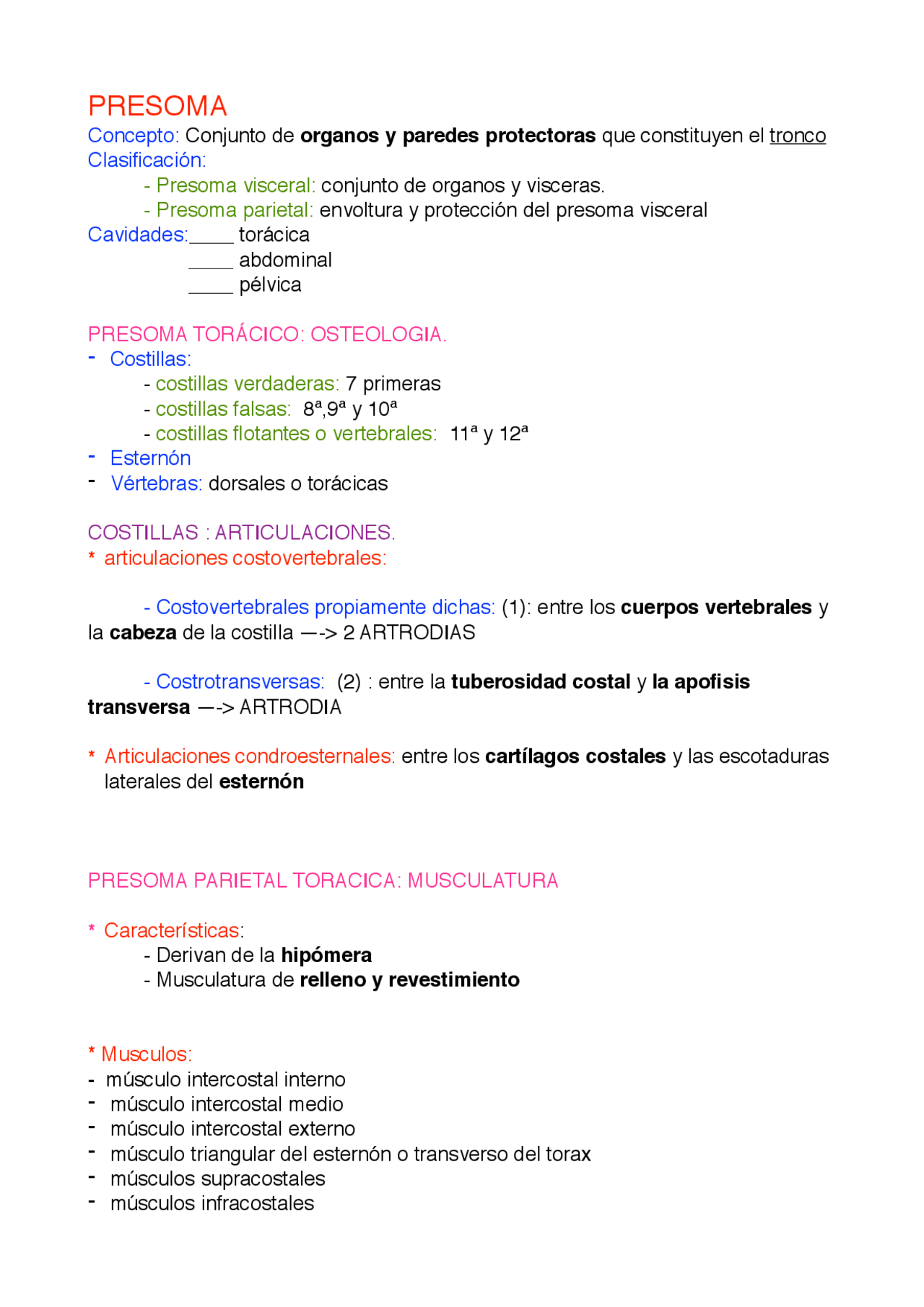 Presoma y mama - Apuntes de Anatomía - Docsity