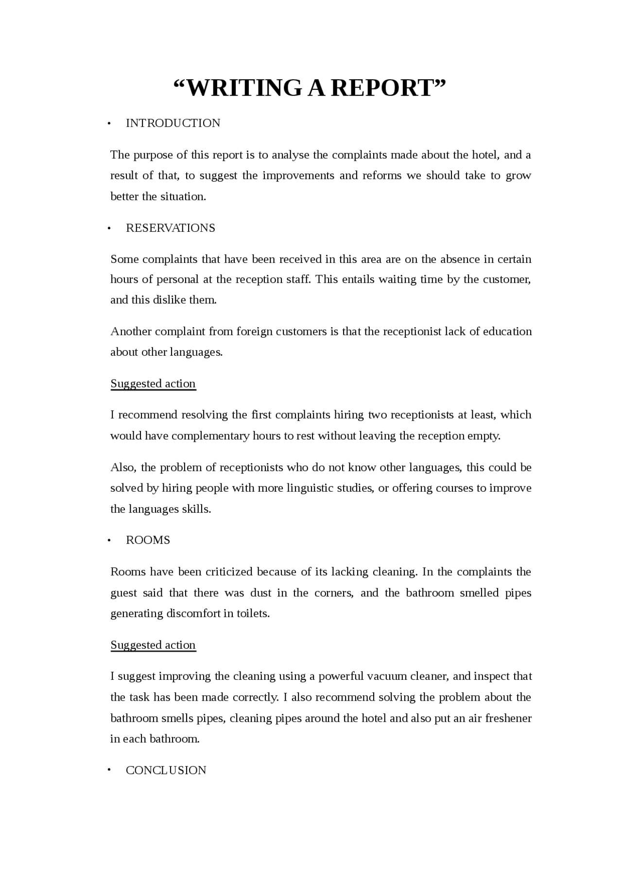 Writing a report - Apuntes de Turismo - Docsity