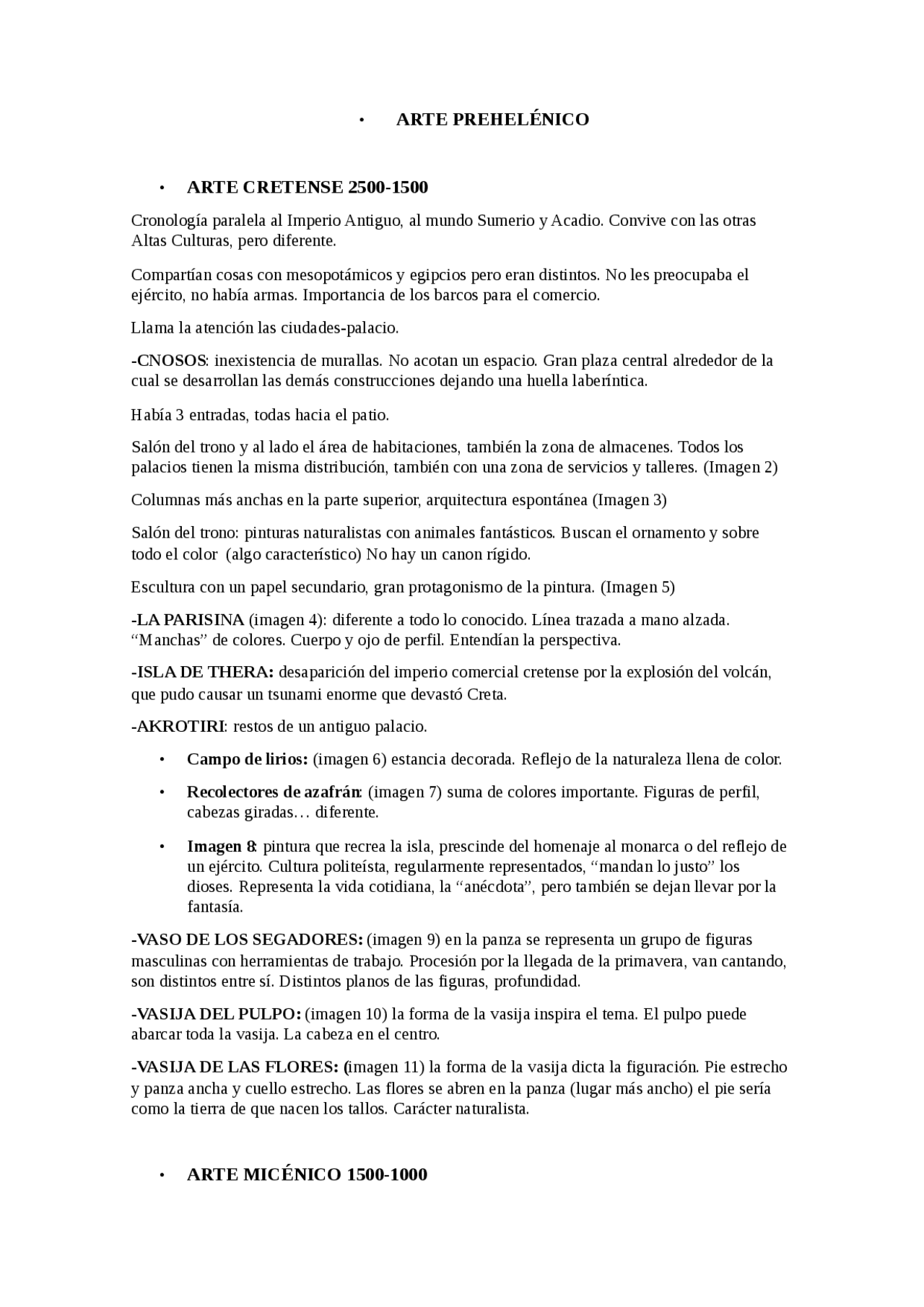 Arte Prehelénico - Apuntes de Historia del Arte - Docsity