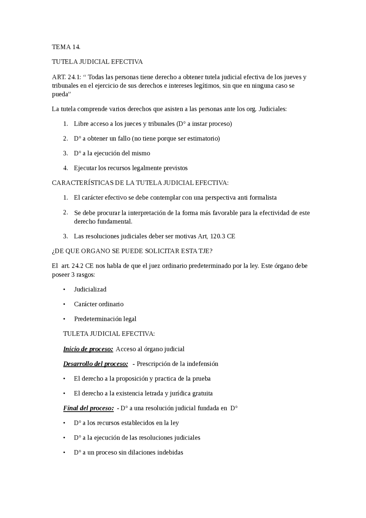Esquema del tema 14 - Esquemas y mapas conceptuales de Derecho Constitucional - Docsity