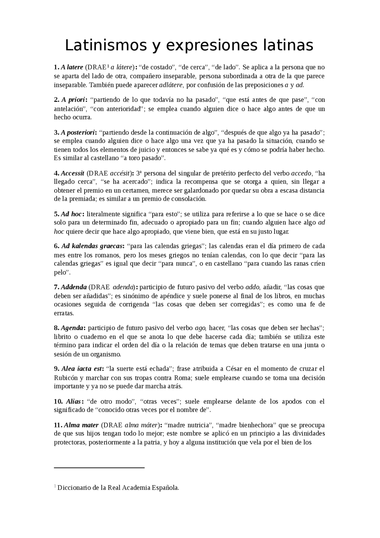 Latinismos de 2º de Bachillerato (PAEG) - Apuntes de Traducción - Docsity