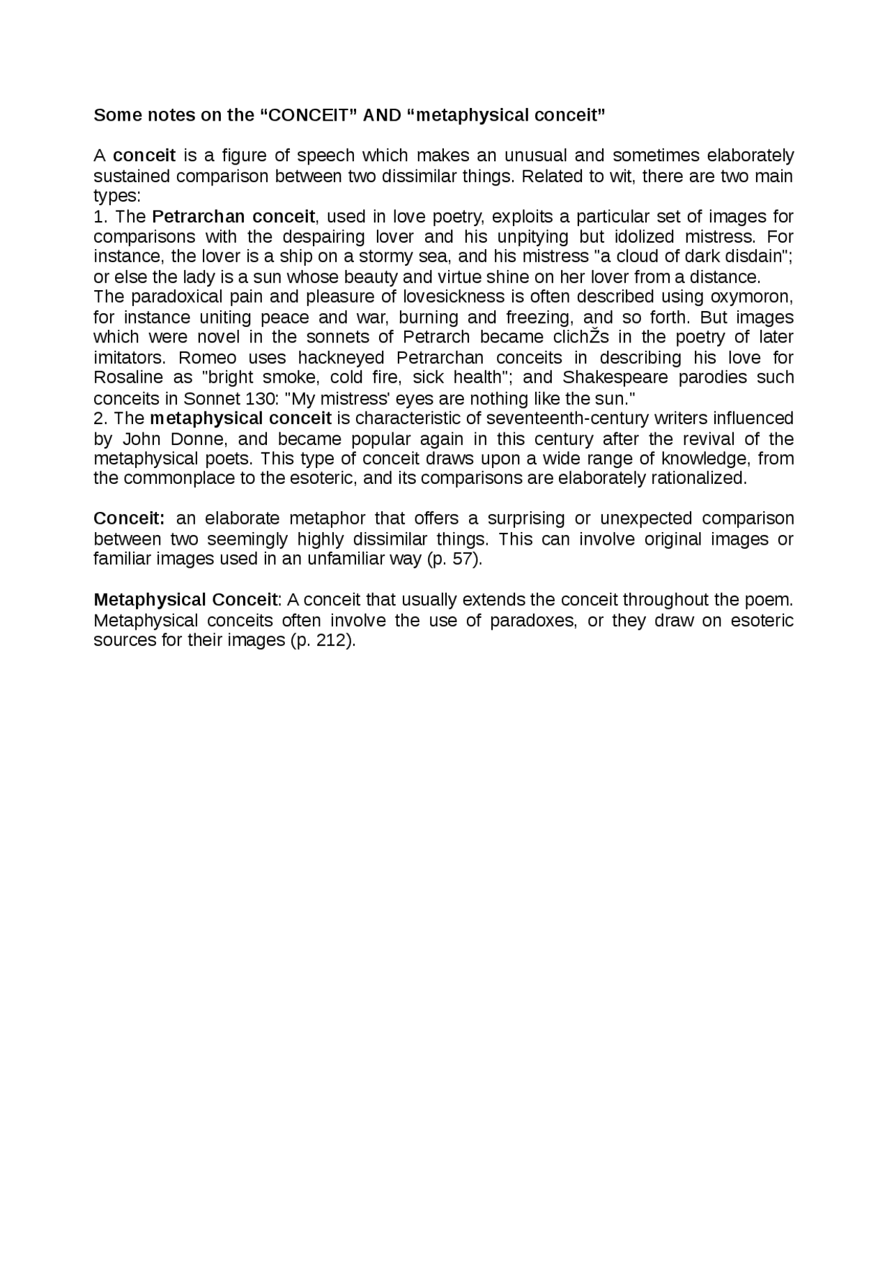 Some notes on the “CONCEIT” AND “metaphysical conceit” - Apuntes de ...