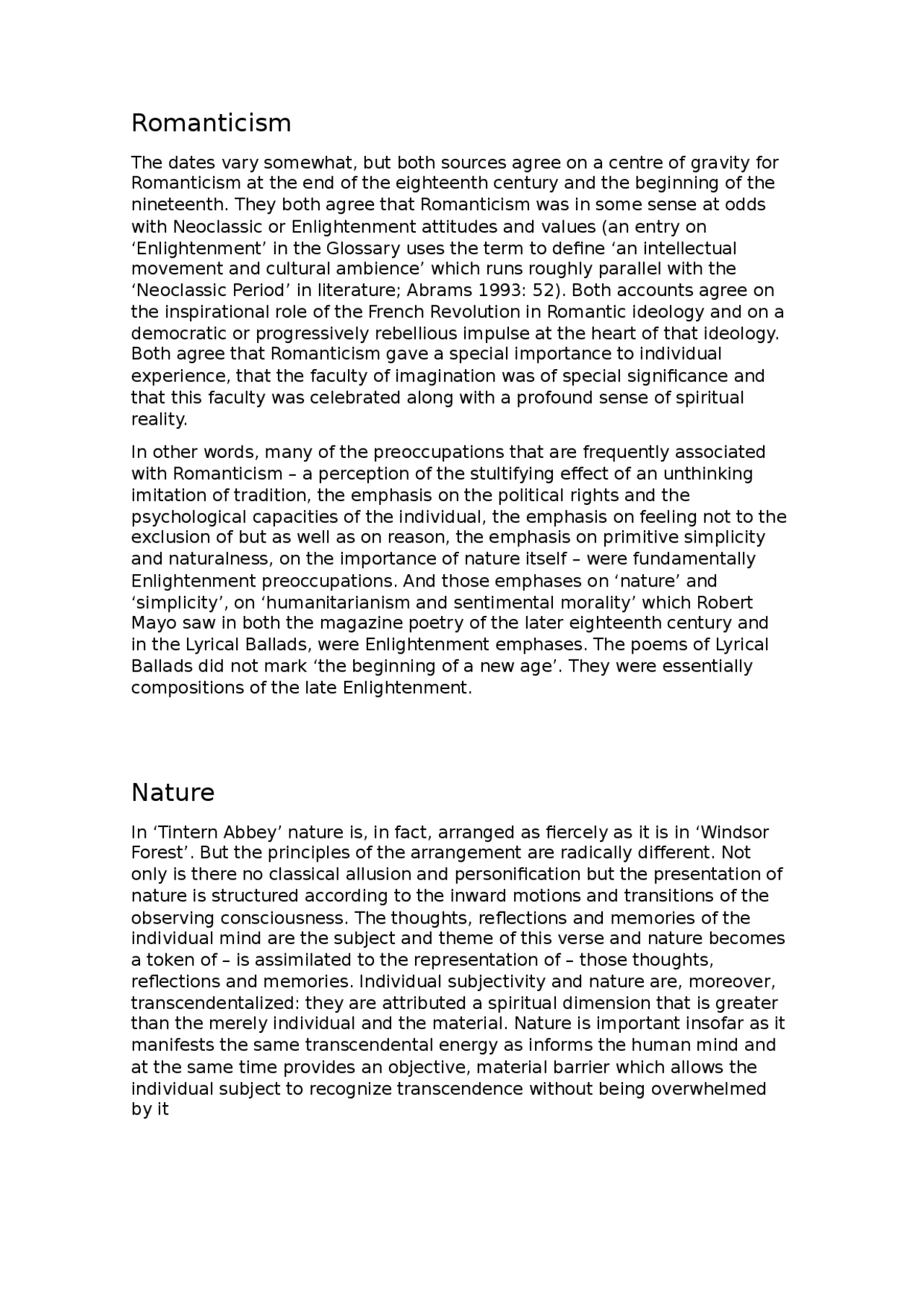 English poetry romanticism - Apuntes de Idioma Inglés - Docsity