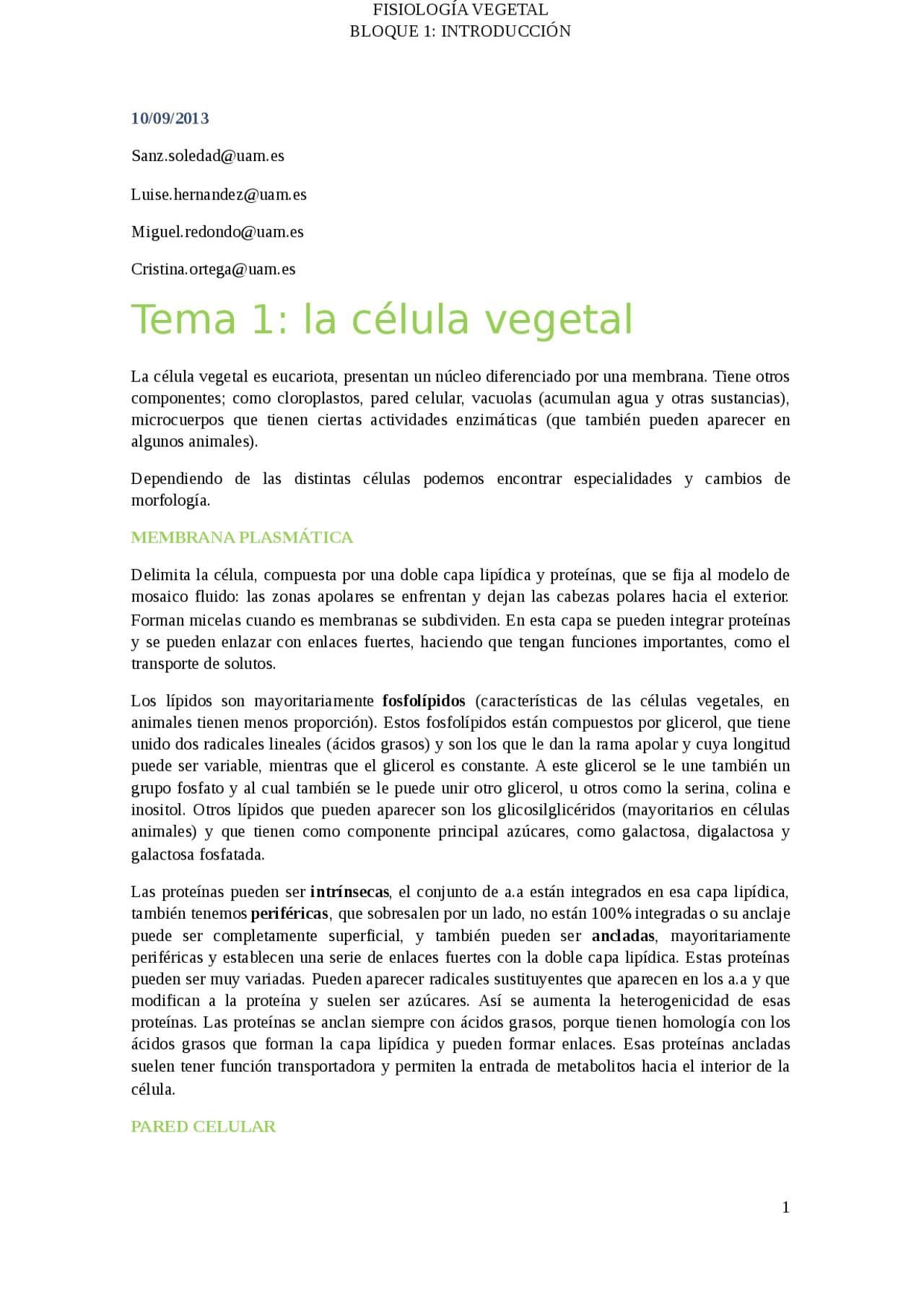 Fisiologia vegetal, bloque 1 - Apuntes de Fisiología de las Plantas ...