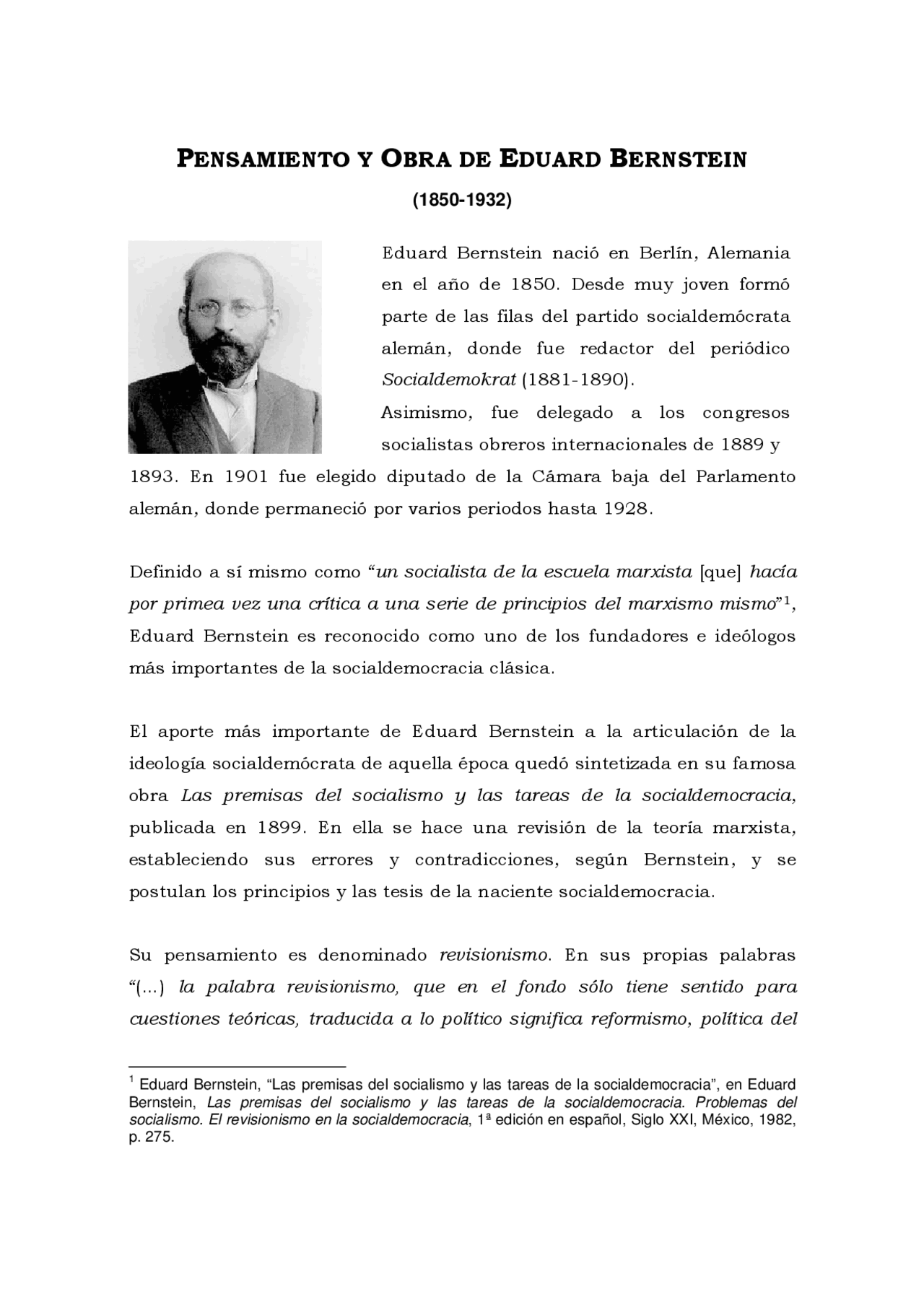 Eduard Bernstein - Apuntes de Ciencia Política - Docsity