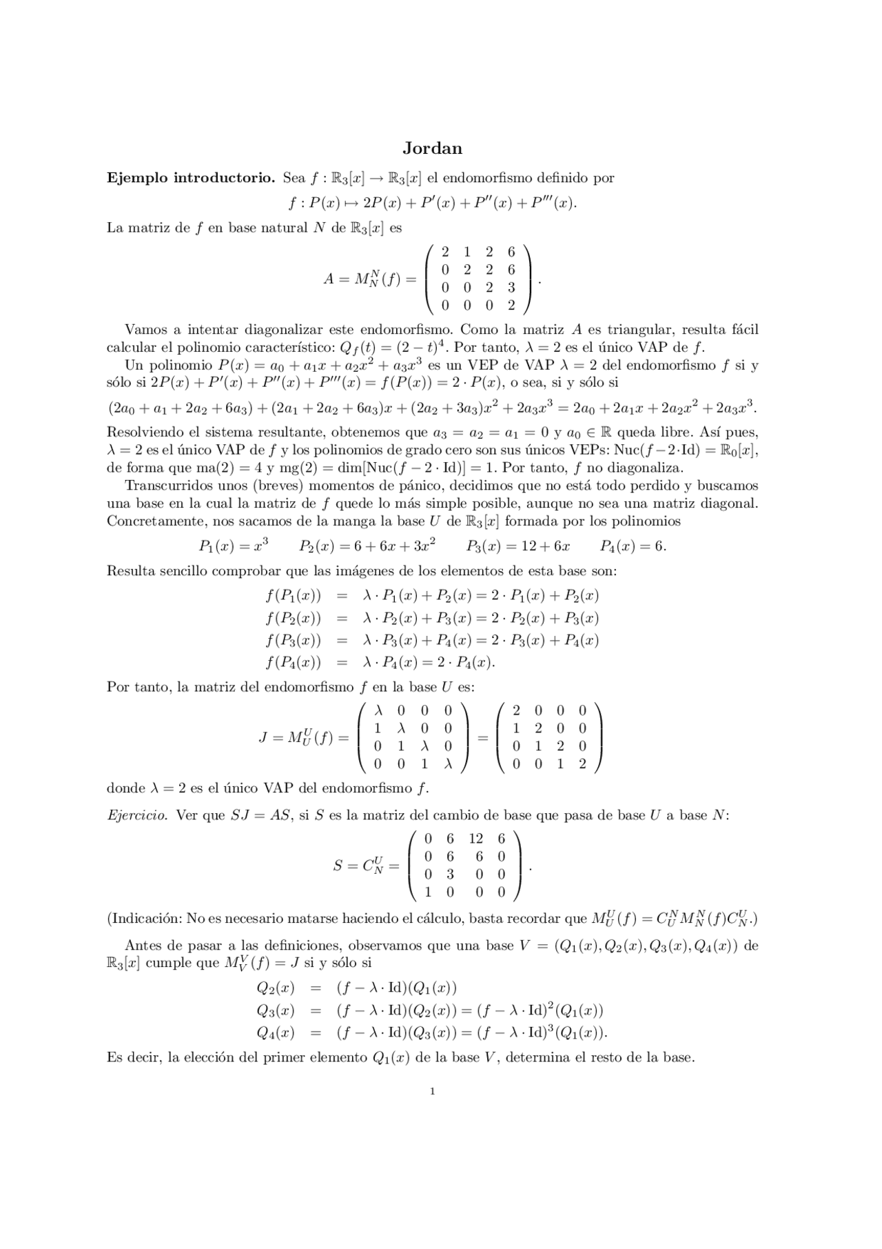 Matrices de Jordan - Apuntes de Álgebra - Docsity