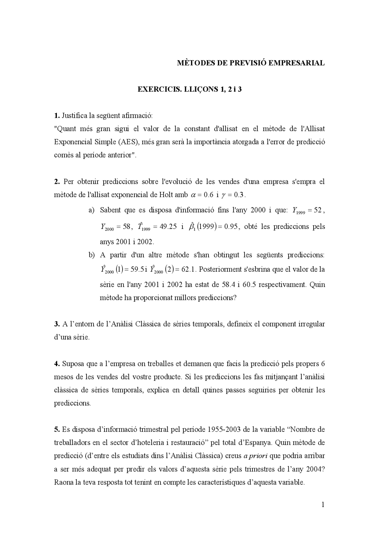 Metodos de prevision - Apuntes de Administración de Empresas - Docsity