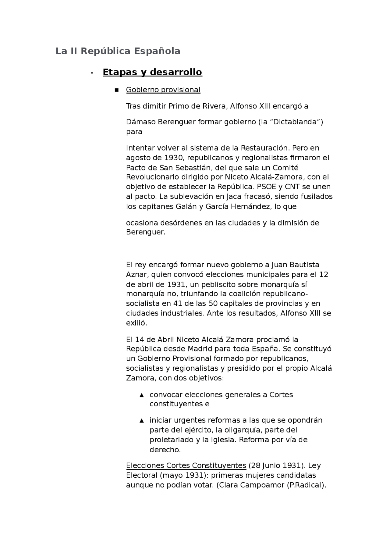 La II República española - Apuntes de Periodismo - Docsity