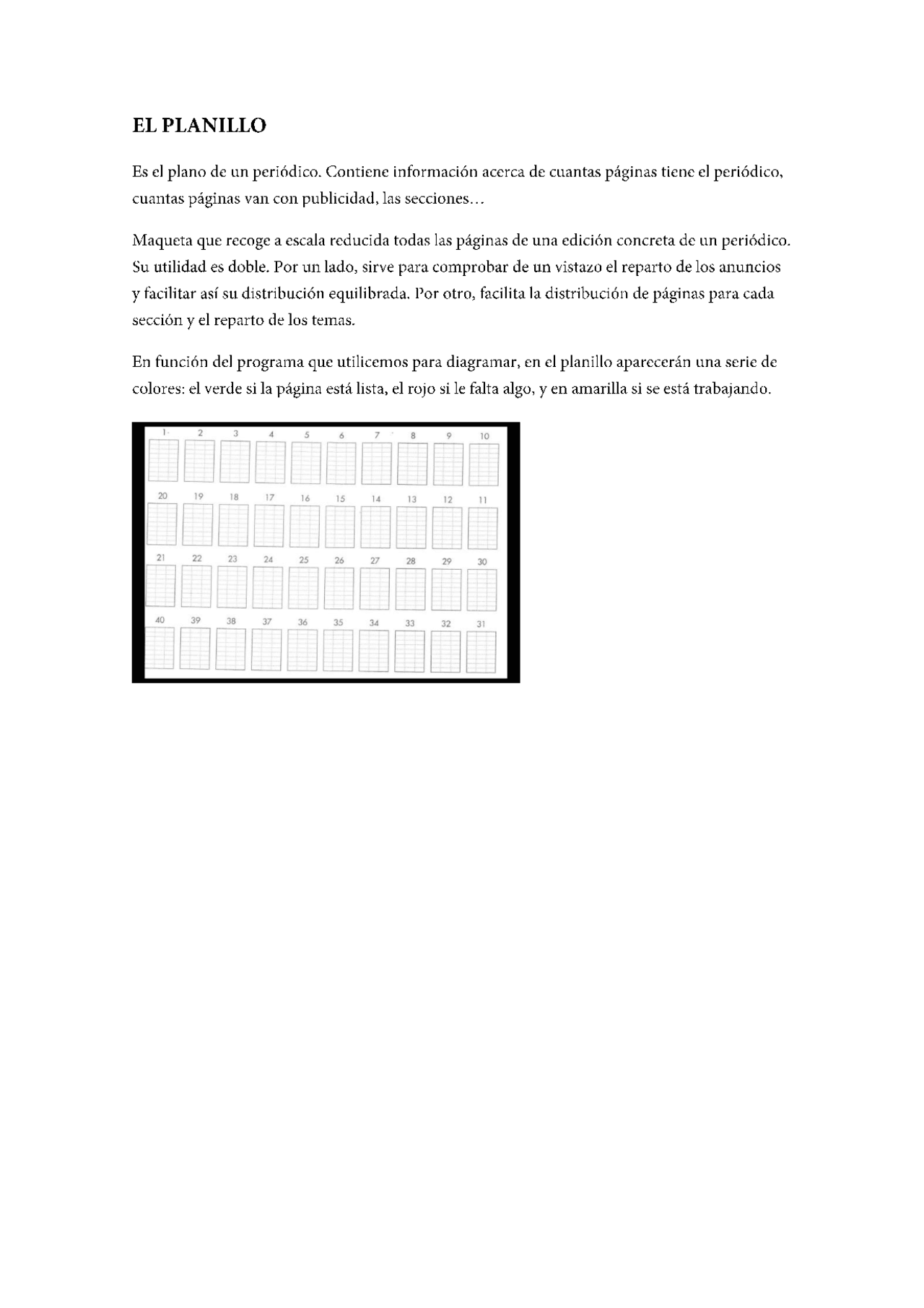 El planillo - Apuntes de Periodismo - Docsity