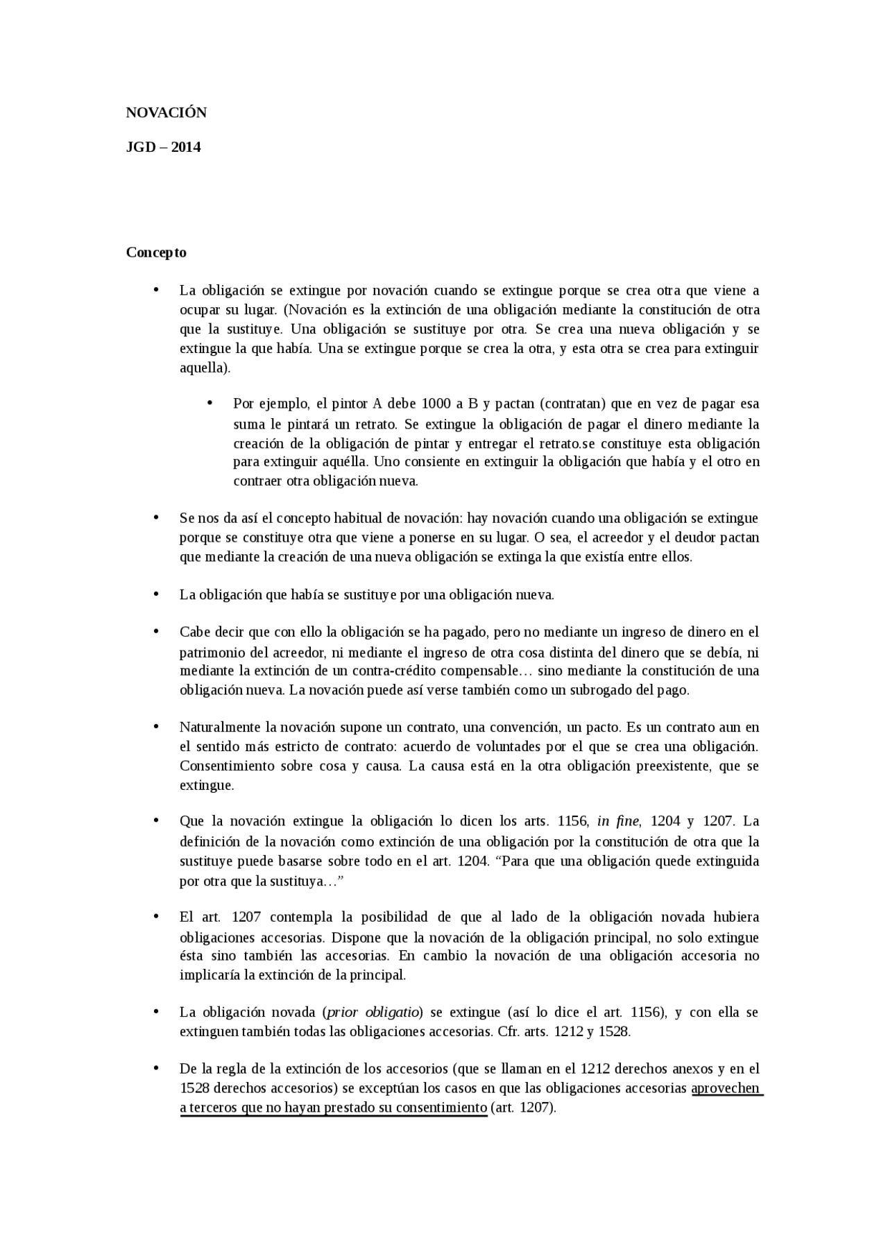 NOVACIÓN - Apuntes de Derecho Civil - Docsity