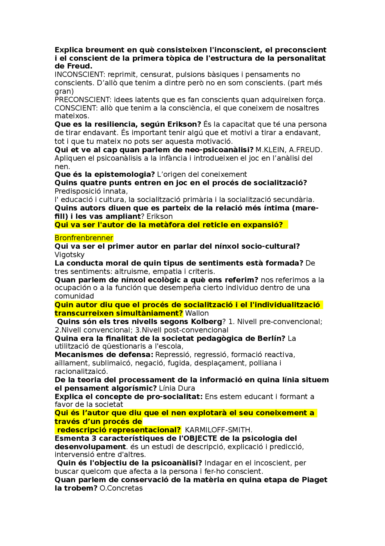 Explica breument en què consisteixen l'inconscient, el preconscient i ...