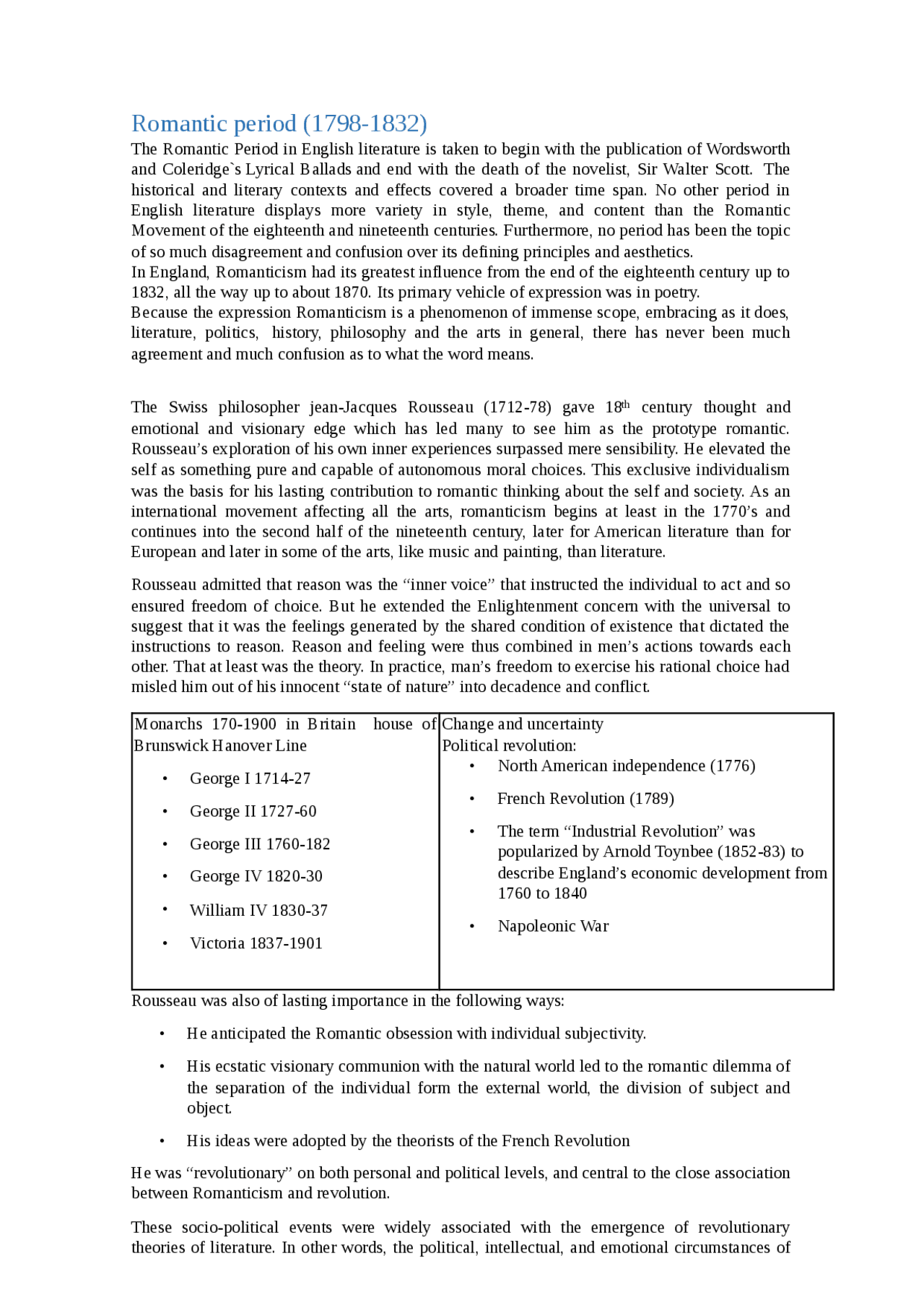 Romantic period (1798-1832 The Romantic Period in English literature is ...