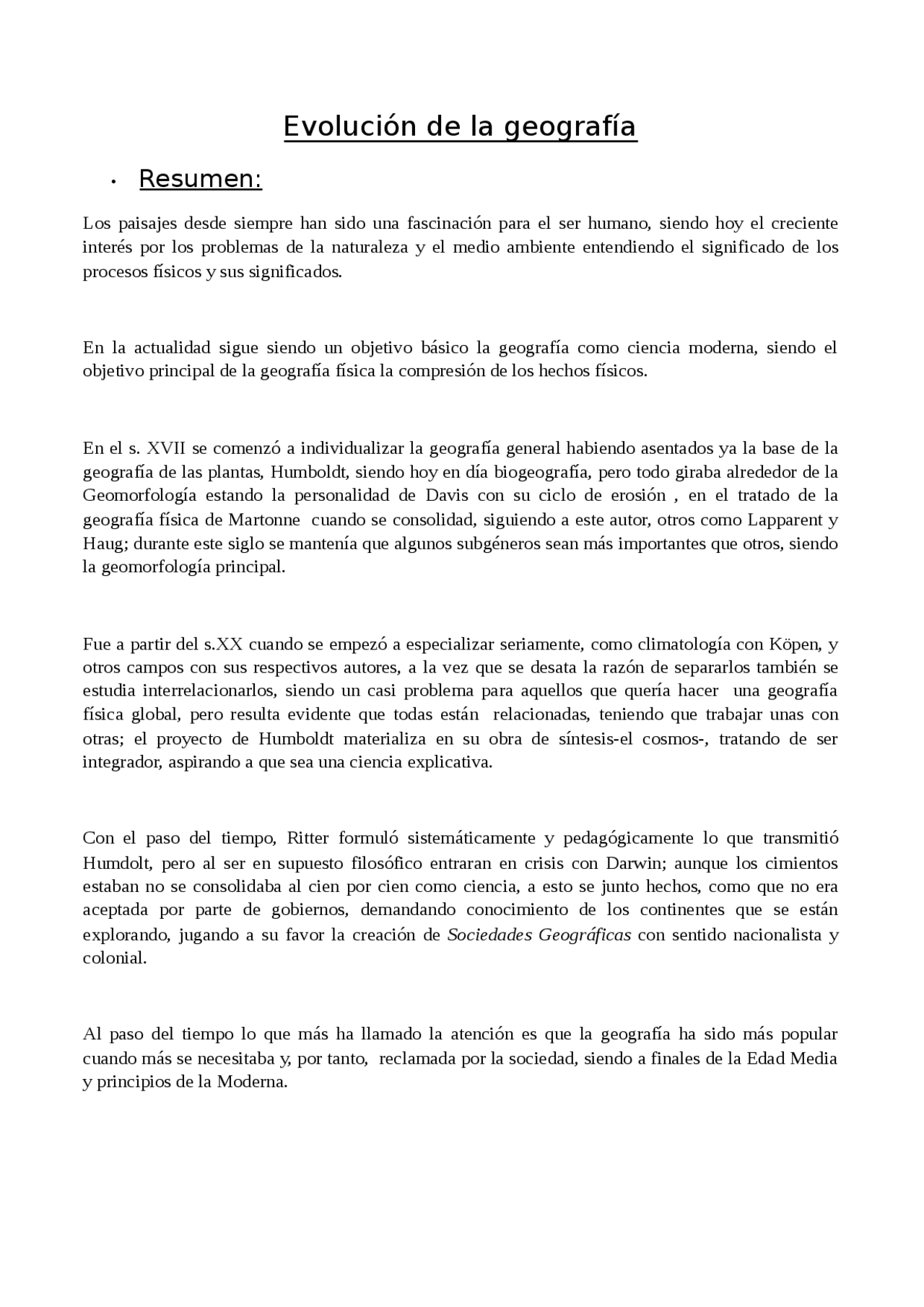 Evolución De La Geografía Apuntes De Geografía Docsity