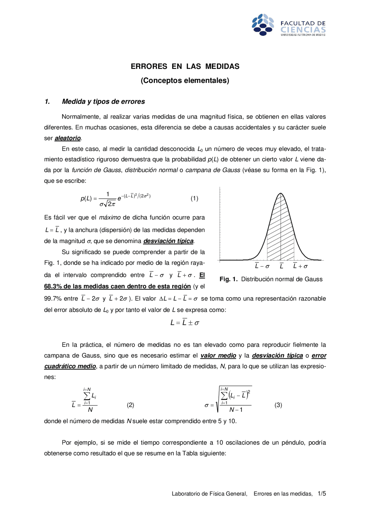 Errores practicas fisica - Ejercicios de Física | Docsity