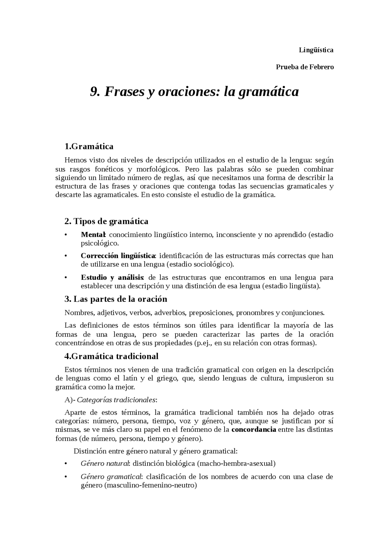 Frases y oraciones: la gramática 1.Gramática 2. Tipos - Apuntes de ...