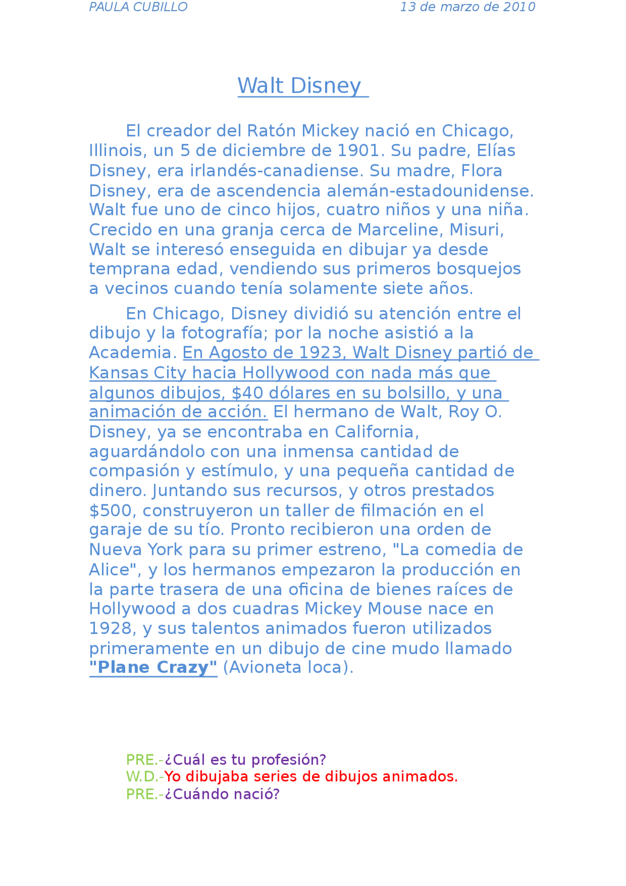 Walt Disney El creador del Ratón Mickey nació en Chicago, - Apuntes de ...