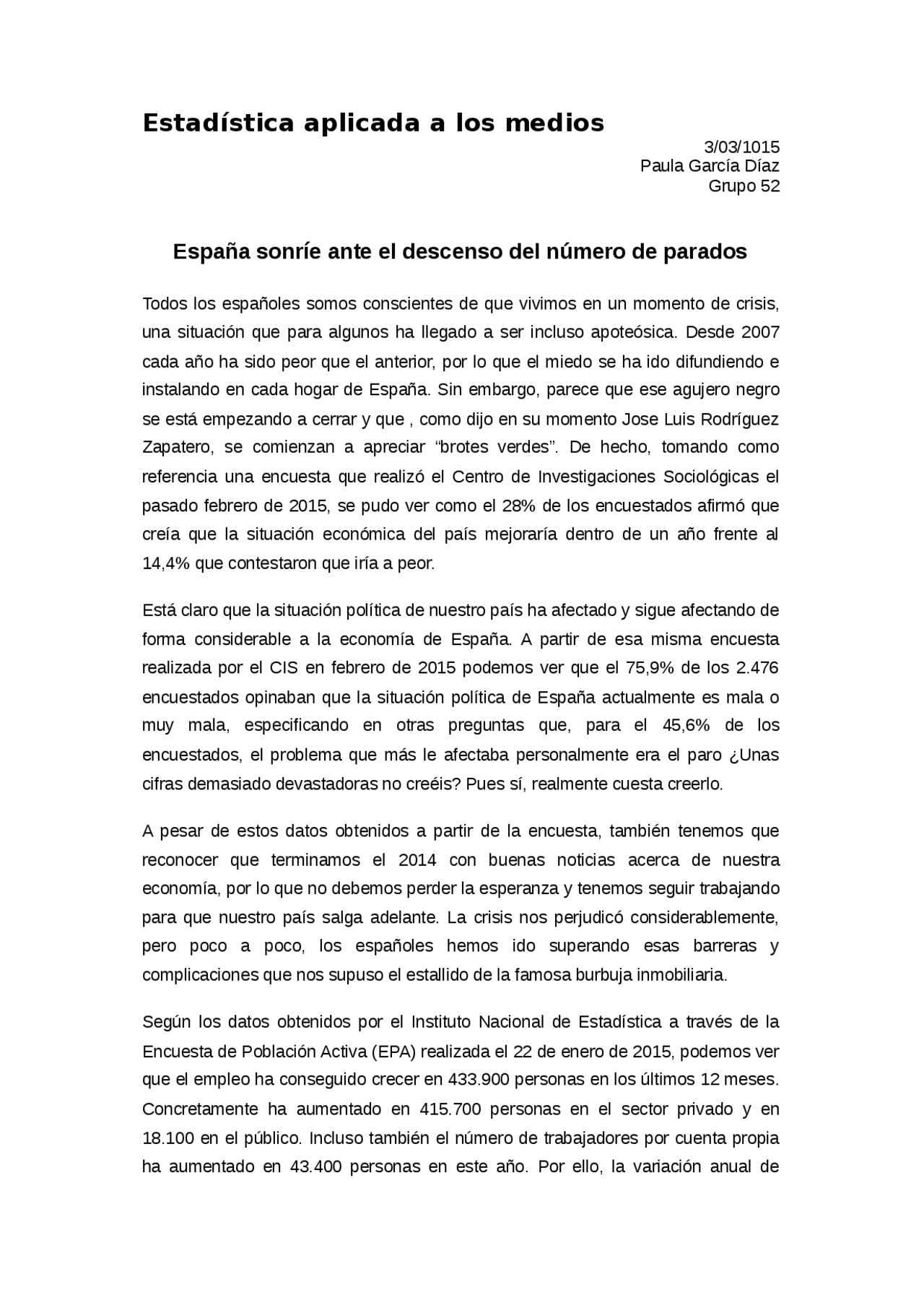 Artículo periodístico de estadística - Apuntes de Estadística Aplicada ...