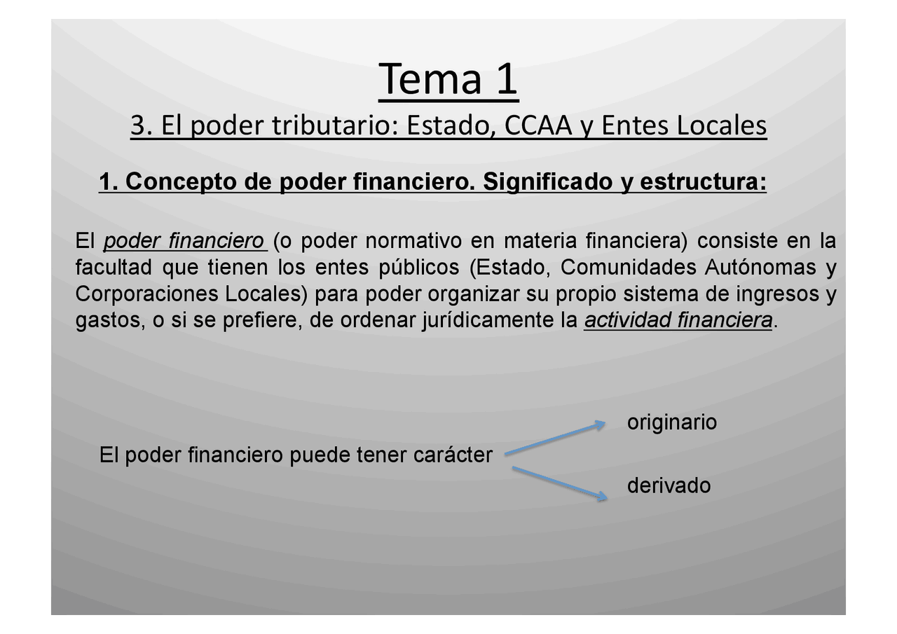 El poder tributario - Apuntes de Derecho Financiero y Tributario - Docsity
